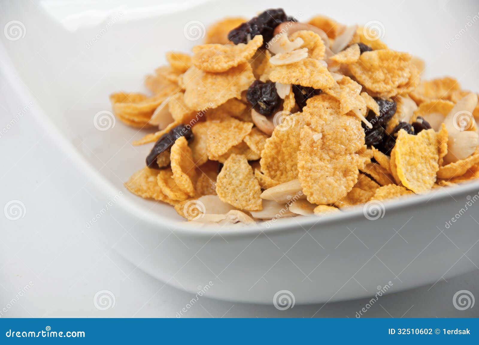 Single Cornflake On A Plate. Symbol Of Famines And Poverty.Isolated On ...