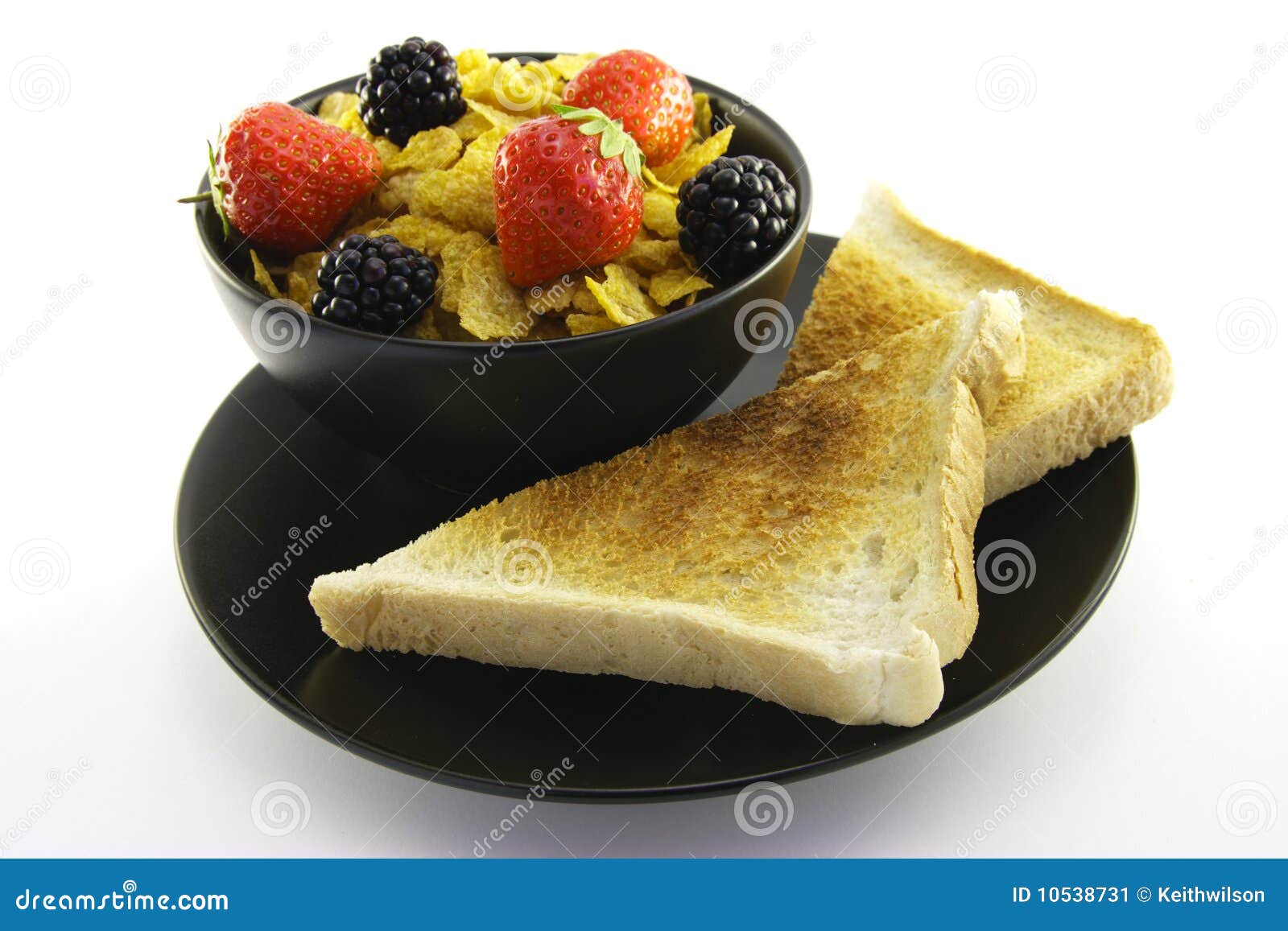 Cornflakes in a Black Bowl with Toast Stock Image - Image of fitness ...
