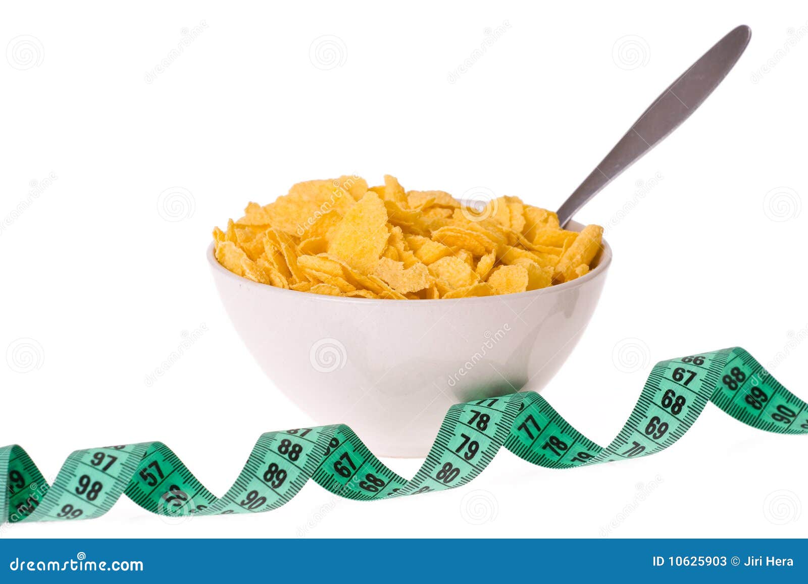 Cornflakes in Bowl and Measuring Tape Stock Image - Image of kitchen ...