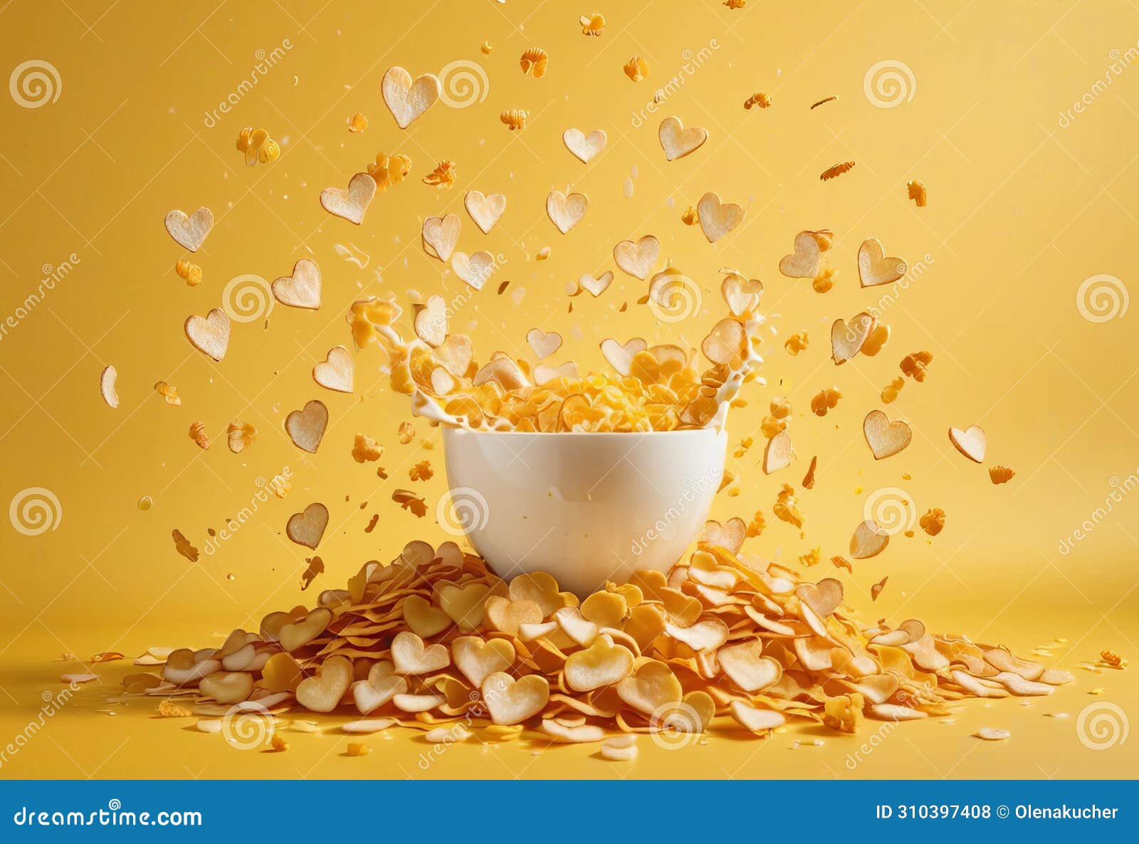 Cornflakes in a Bowl,milk Pouring on Cereal,empty Space for Text ...