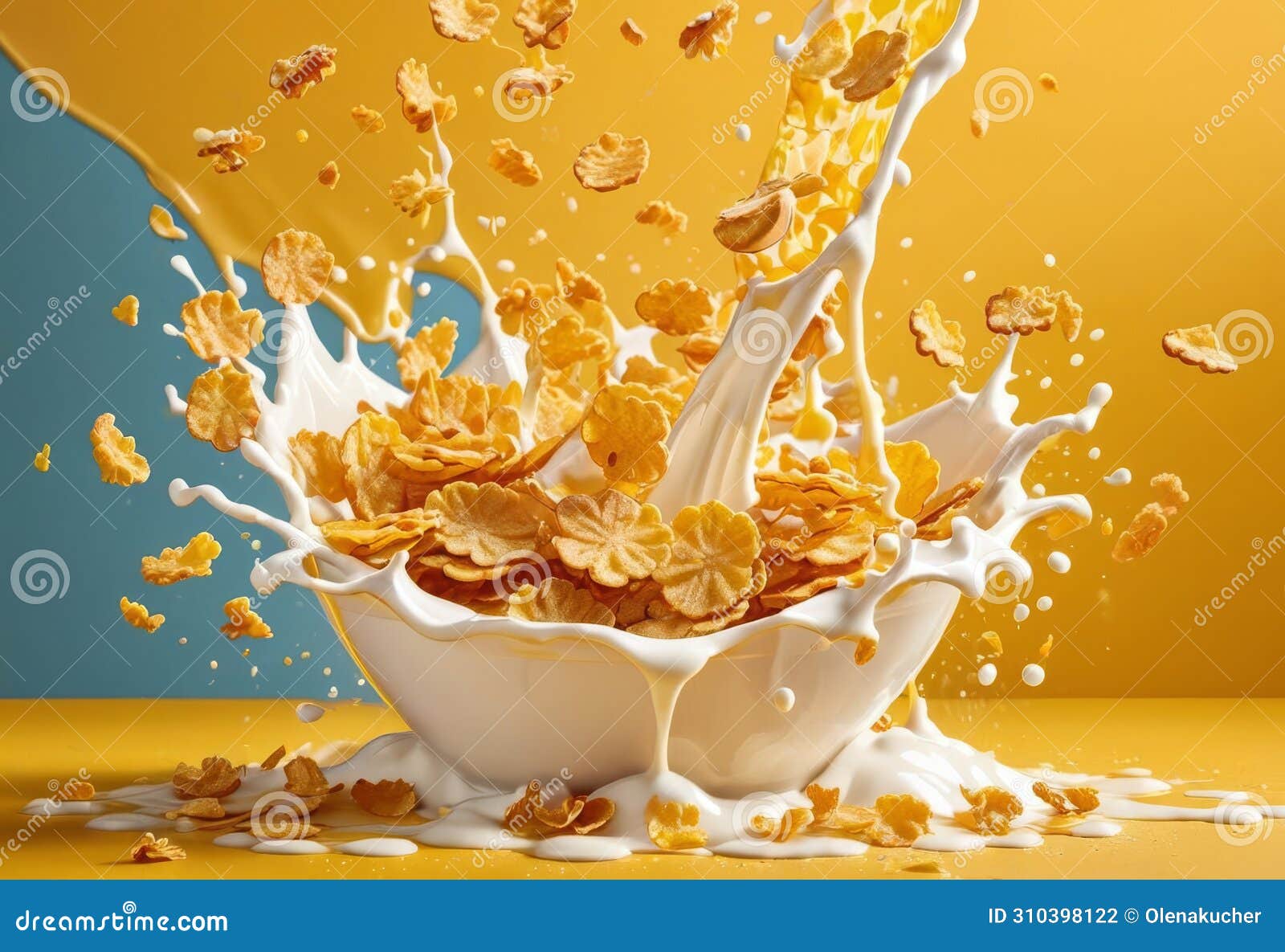 Cornflakes in a Bowl,milk Pouring on Cereal,empty Space for Text ...