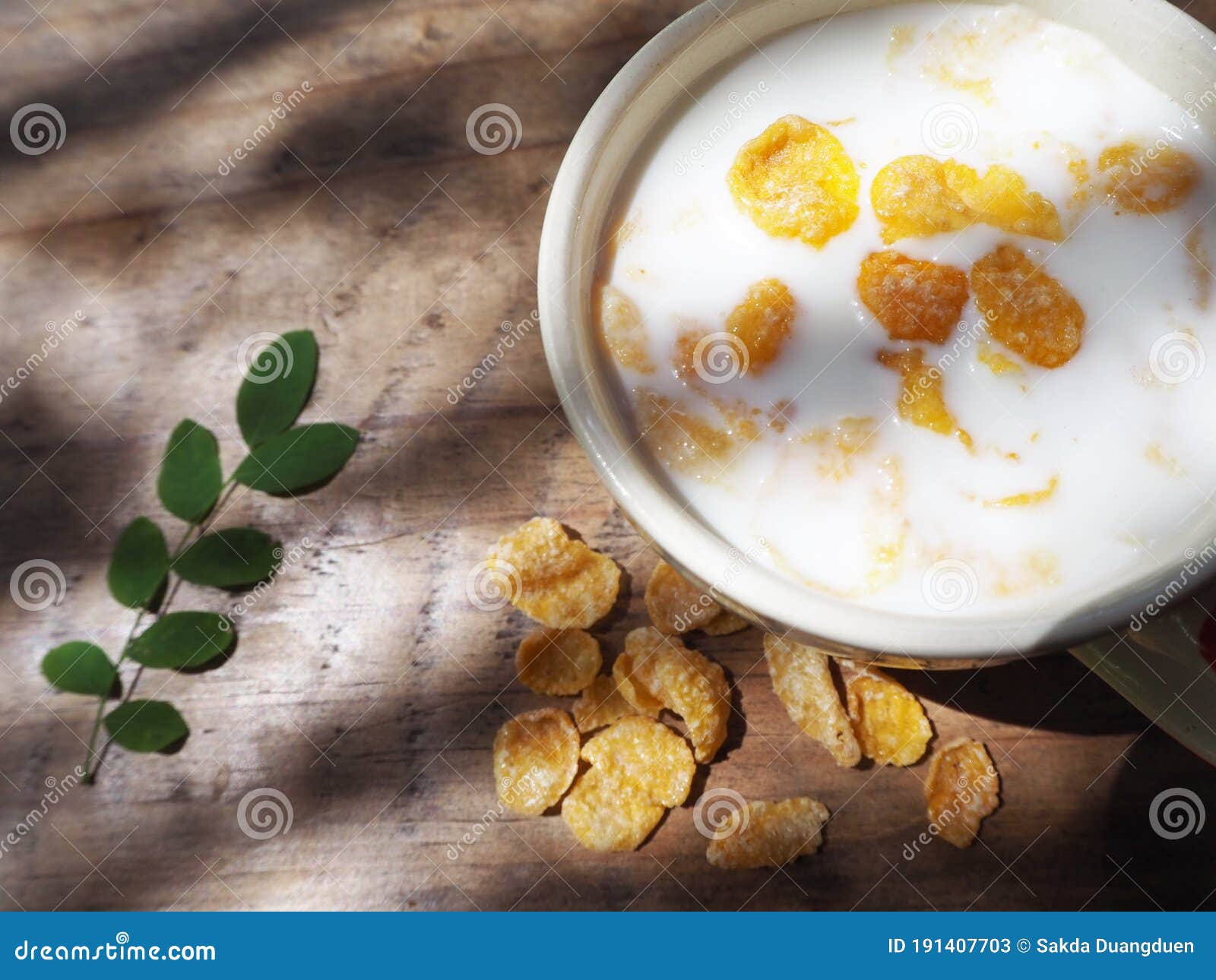 Cornflakes Breakfast with Milk in a Cup Stock Image - Image of milk ...