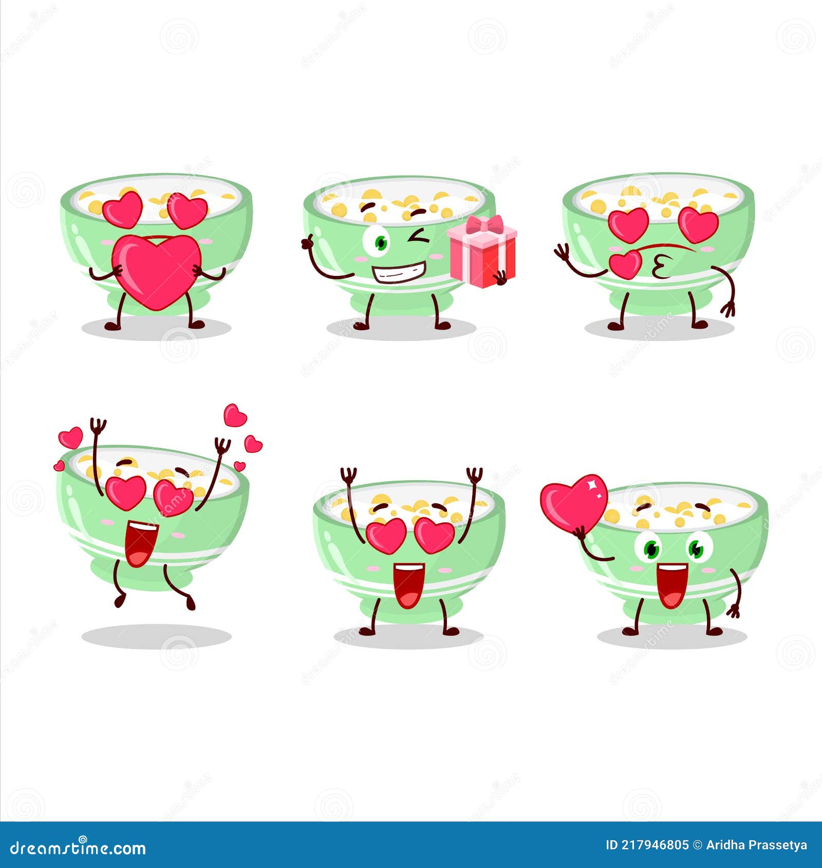 Cornflakes Cartoon Character with Love Cute Emoticon Stock Illustration ...