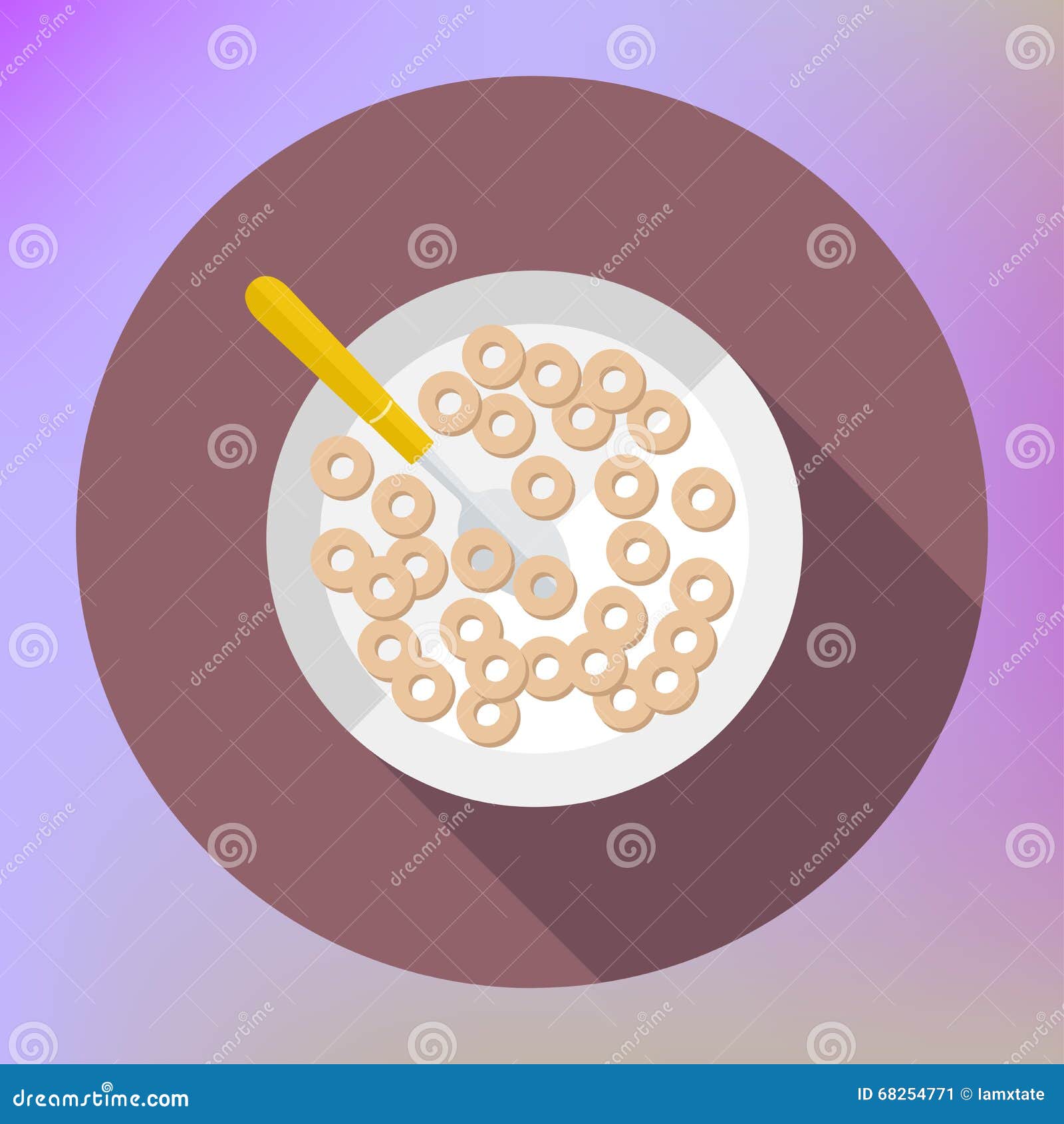 Cornflakes Cereals Spoon Bowl Flat Stock Vector - Illustration of ...