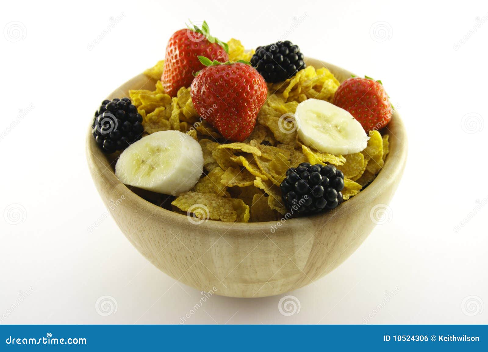 Cornflakes En Fruit in Een Houten Kom Stock Foto - Image of lunch ...