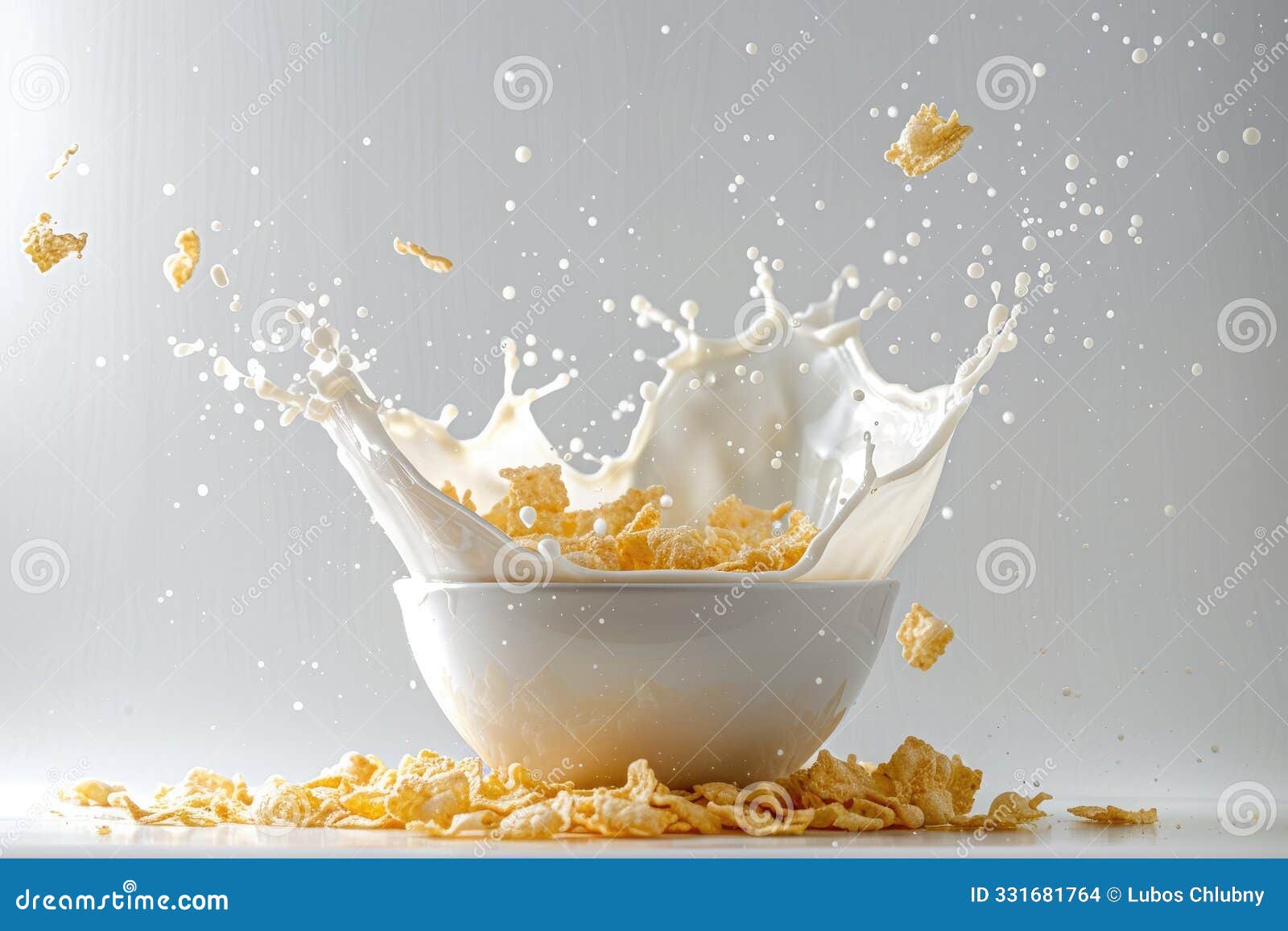 Cornflakes Exploding In Milk Splash In A Bowl Stock Photo ...