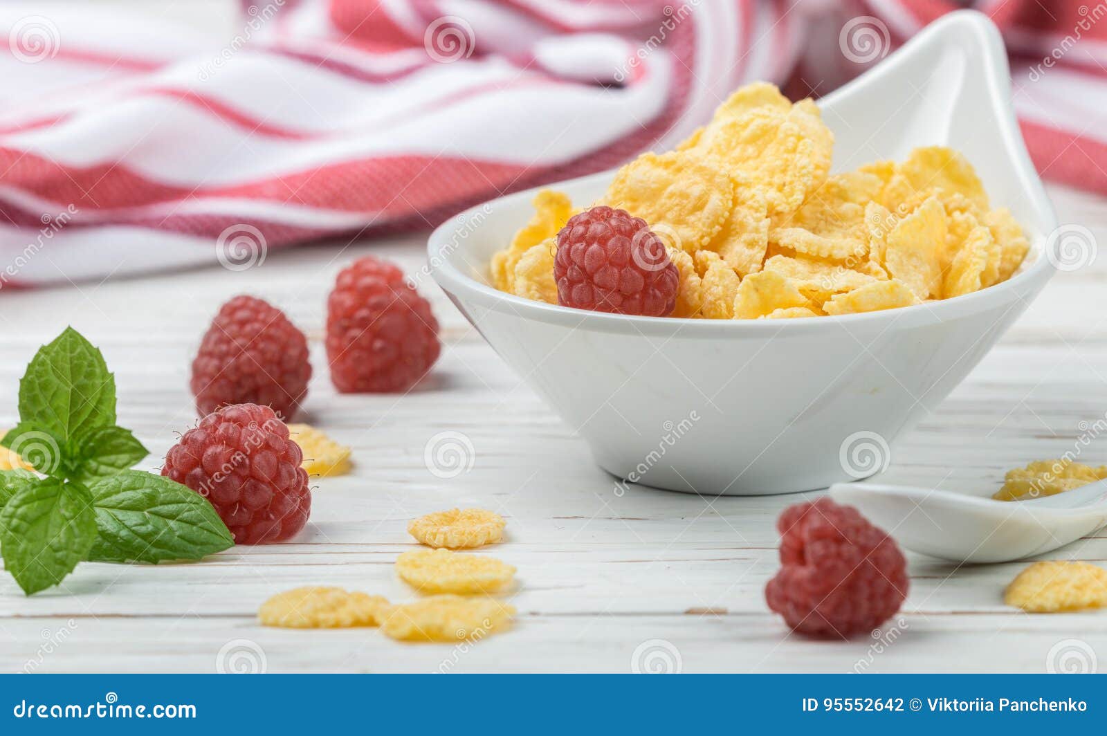 Cornflakes with Fresh Berries Raspberry Stock Photo - Image of ...