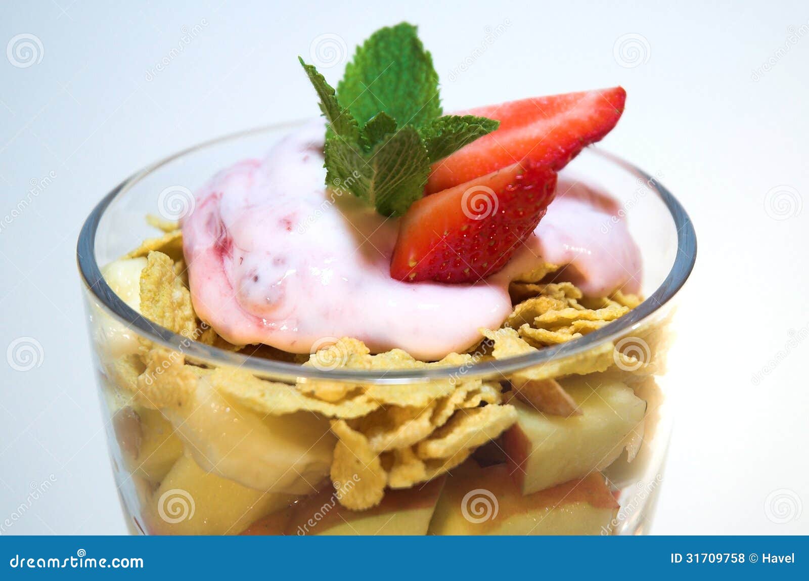 Cornflakes with fruit stock photo. Image of apple, breakfast - 31709758