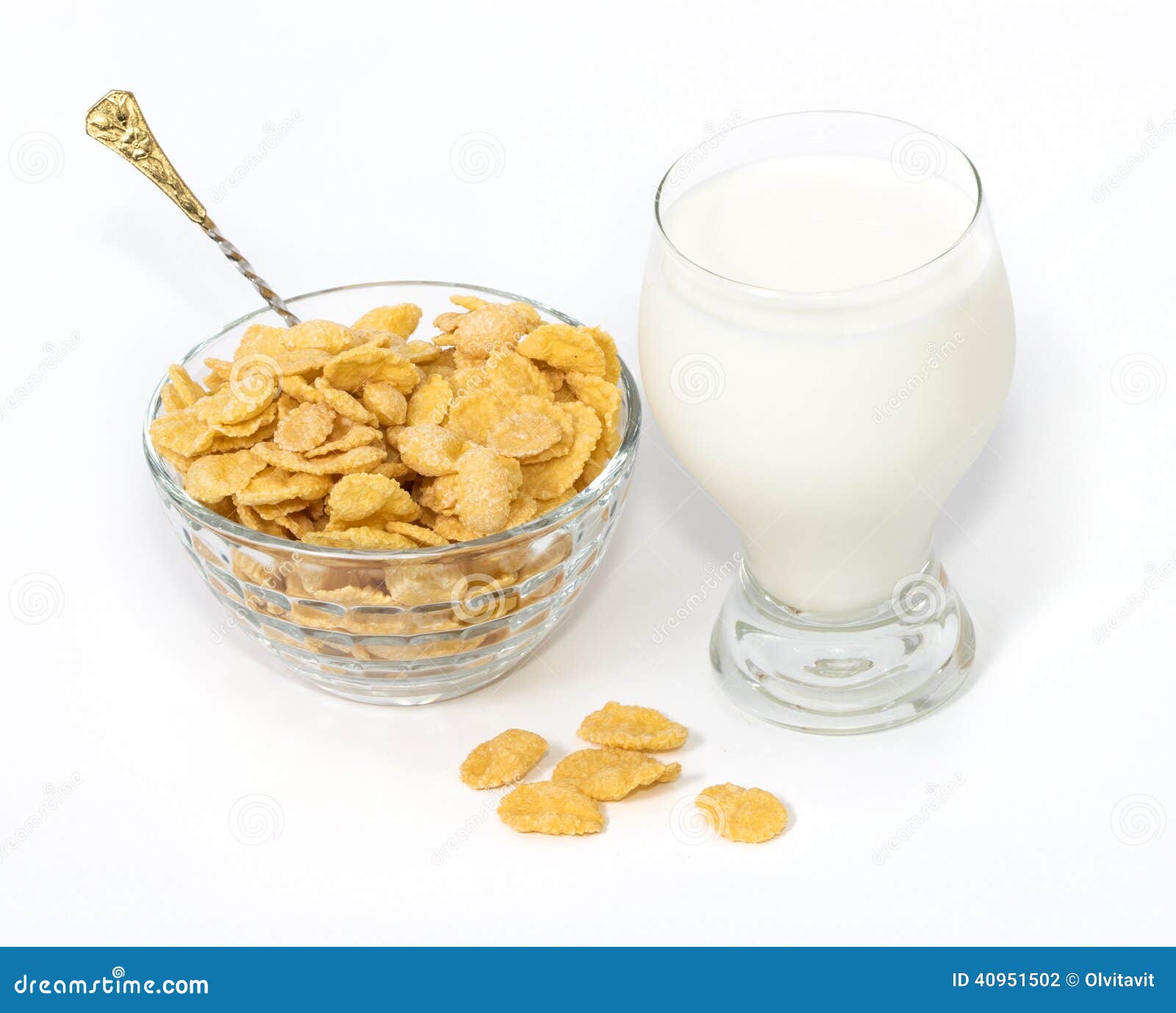 Cornflakes with milk stock photo. Image of granola, glass - 40951502