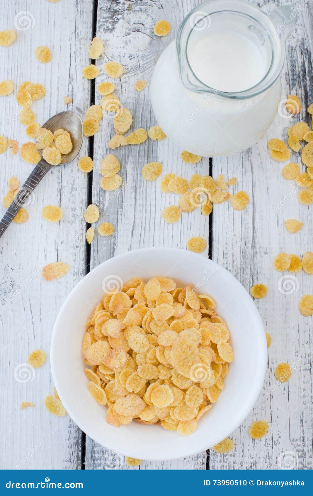 Cornflakes and Milk, Rustic Style Stock Photo - Image of honey, fitness ...