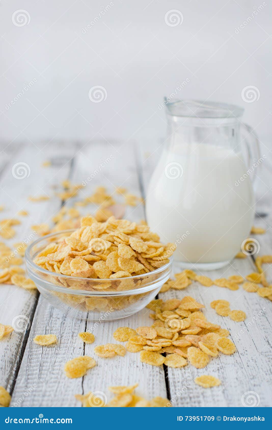Cornflakes and Milk, Rustic Style Stock Image - Image of cereal ...