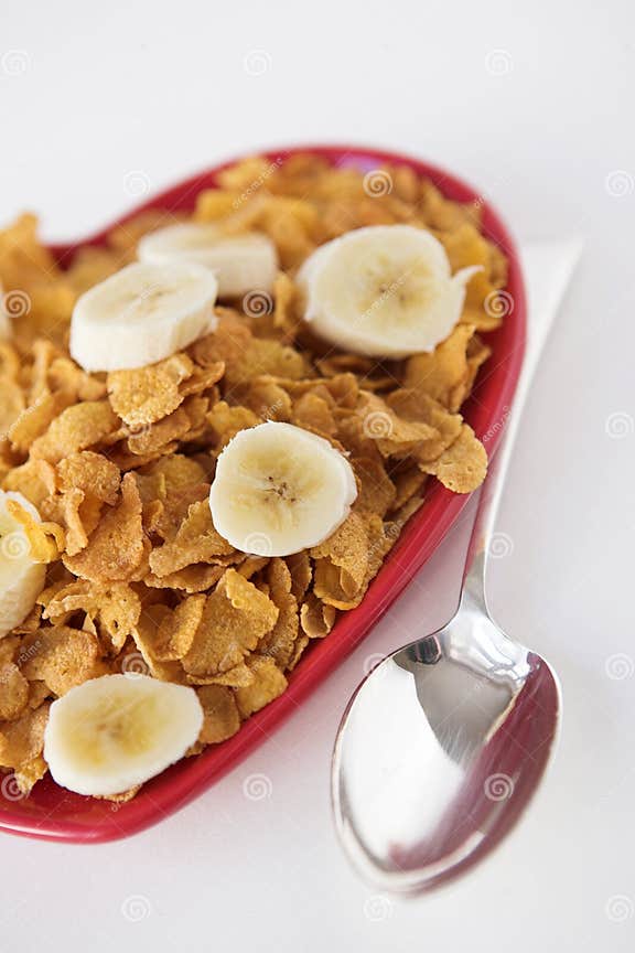 Cornflakes & Sliced Banana Stock Image - Image of cardio, isolated: 3845393