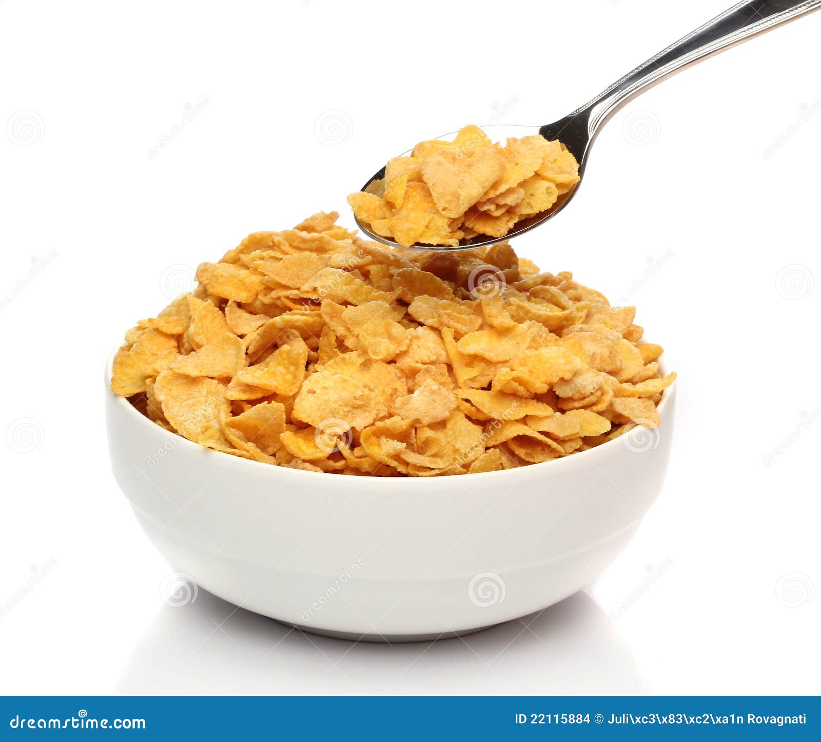 Cornflakes on a spoon stock photo. Image of spoon, healthy - 22115884