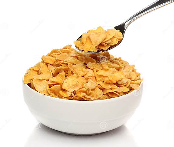 Cornflakes on a spoon stock photo. Image of spoon, healthy - 22115884