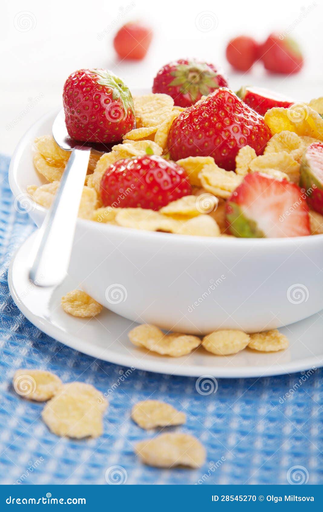 Cornflakes with strawberry stock photo. Image of ripe - 28545270
