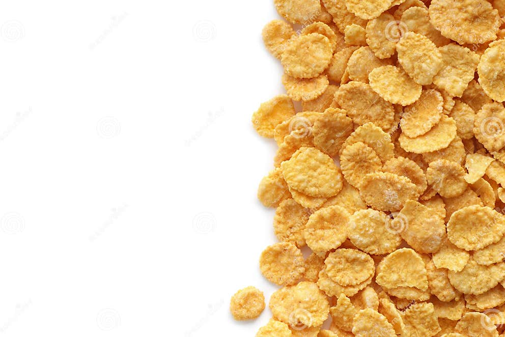 Cornflakes on White Background and Space for Place Text Stock Photo ...
