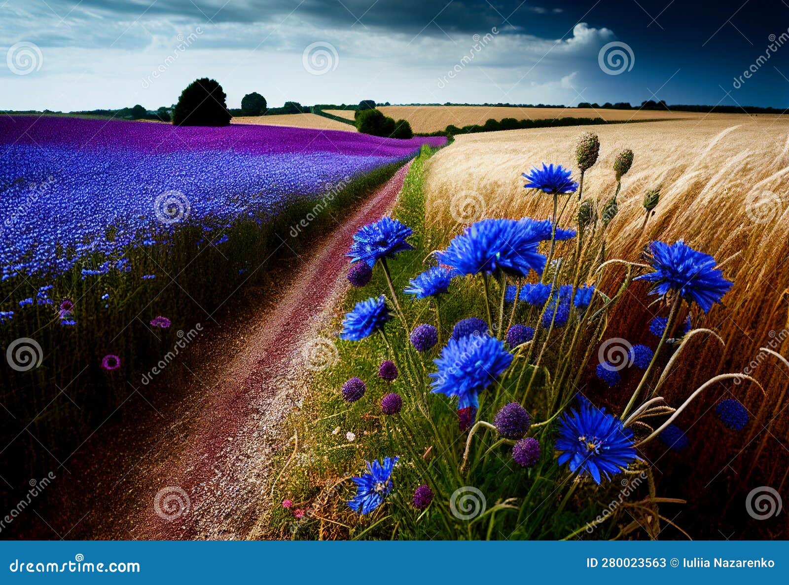 Cornflower Field in the Sun. AI Generated Stock Illustration ...
