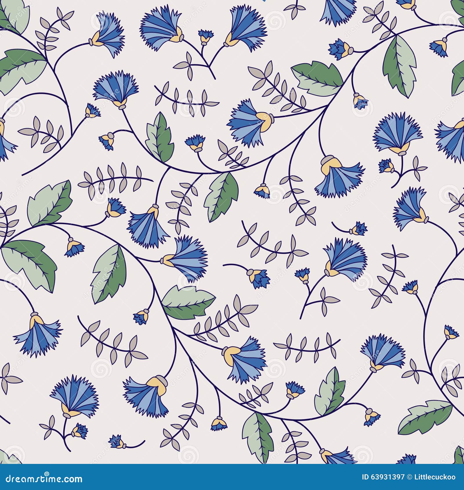 Cornflower Pattern. Vector Seamless Texture Stock Vector - Illustration of popular, drawing ...