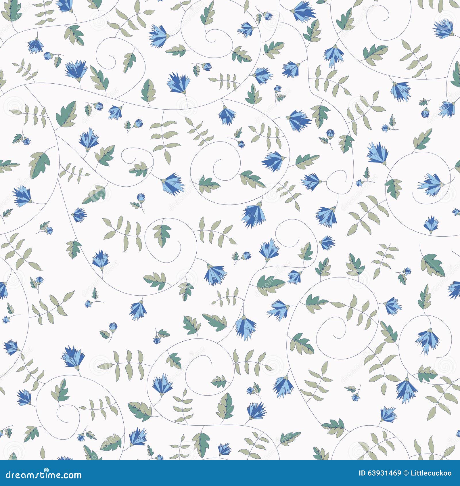 Cornflower Pattern. Vector Seamless Texture Stock Vector - Illustration ...