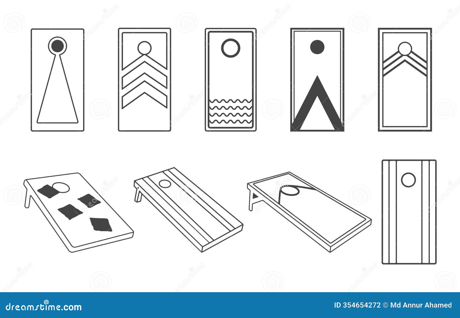 Cornhole Board Isolated Coloring Page For Kids Vector Illustration ...