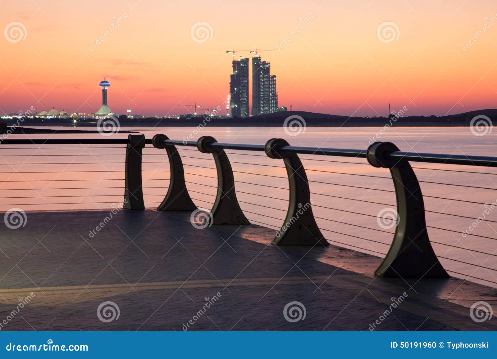 Corniche in Abu Dhabi at Sunset Stock Photo - Image of cityscape ...