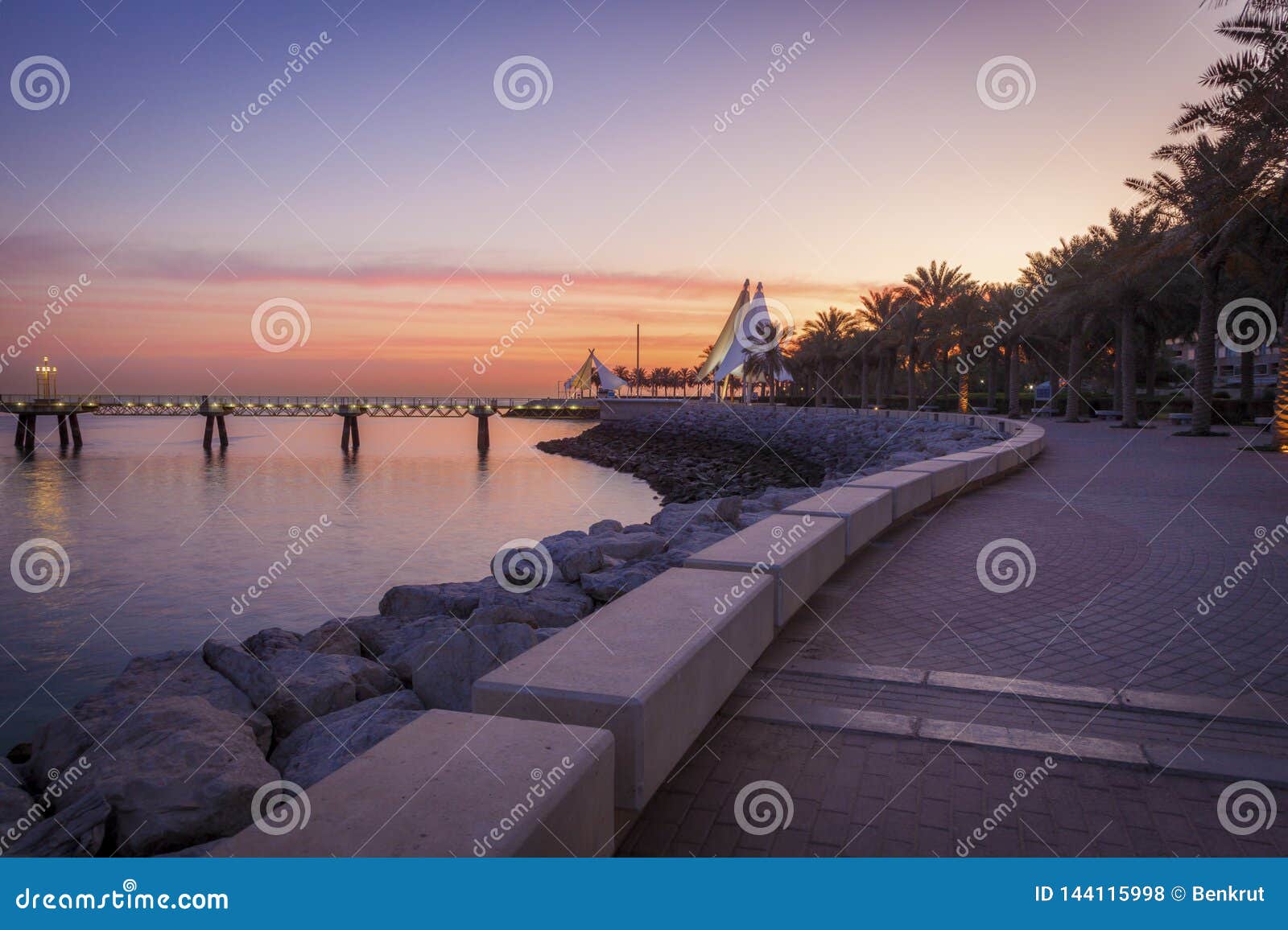 Corniche in Kuwait City stock photo. Image of east, downtown - 144115998