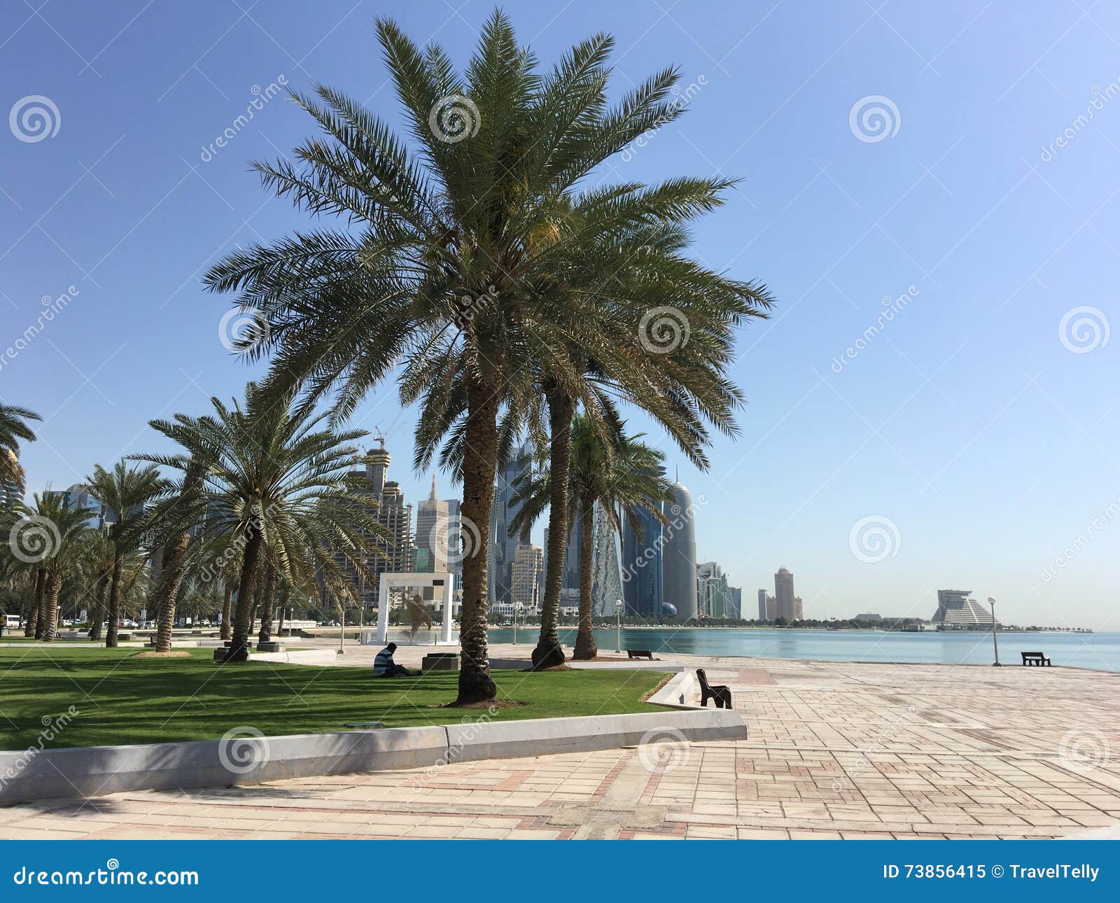 Corniche Promenade stock image. Image of doha, sport - 73856415