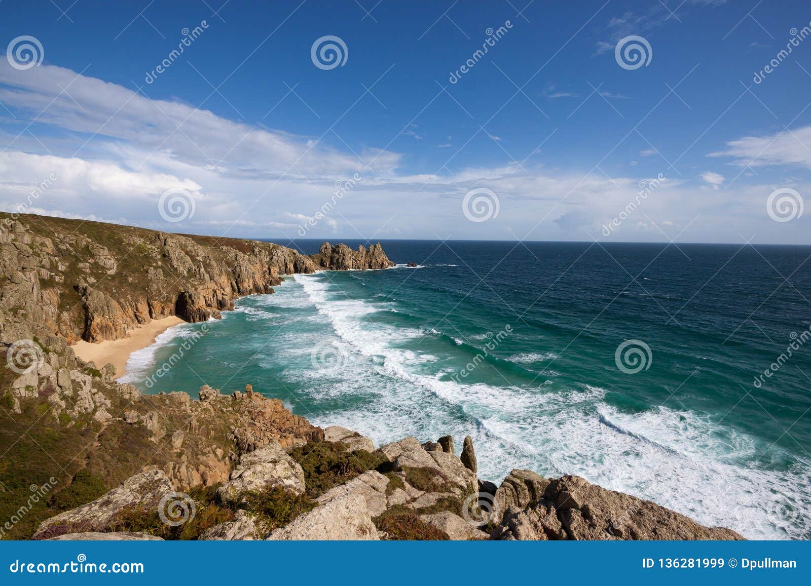 Cornish Beach in Summer stock image. Image of shore - 136281999