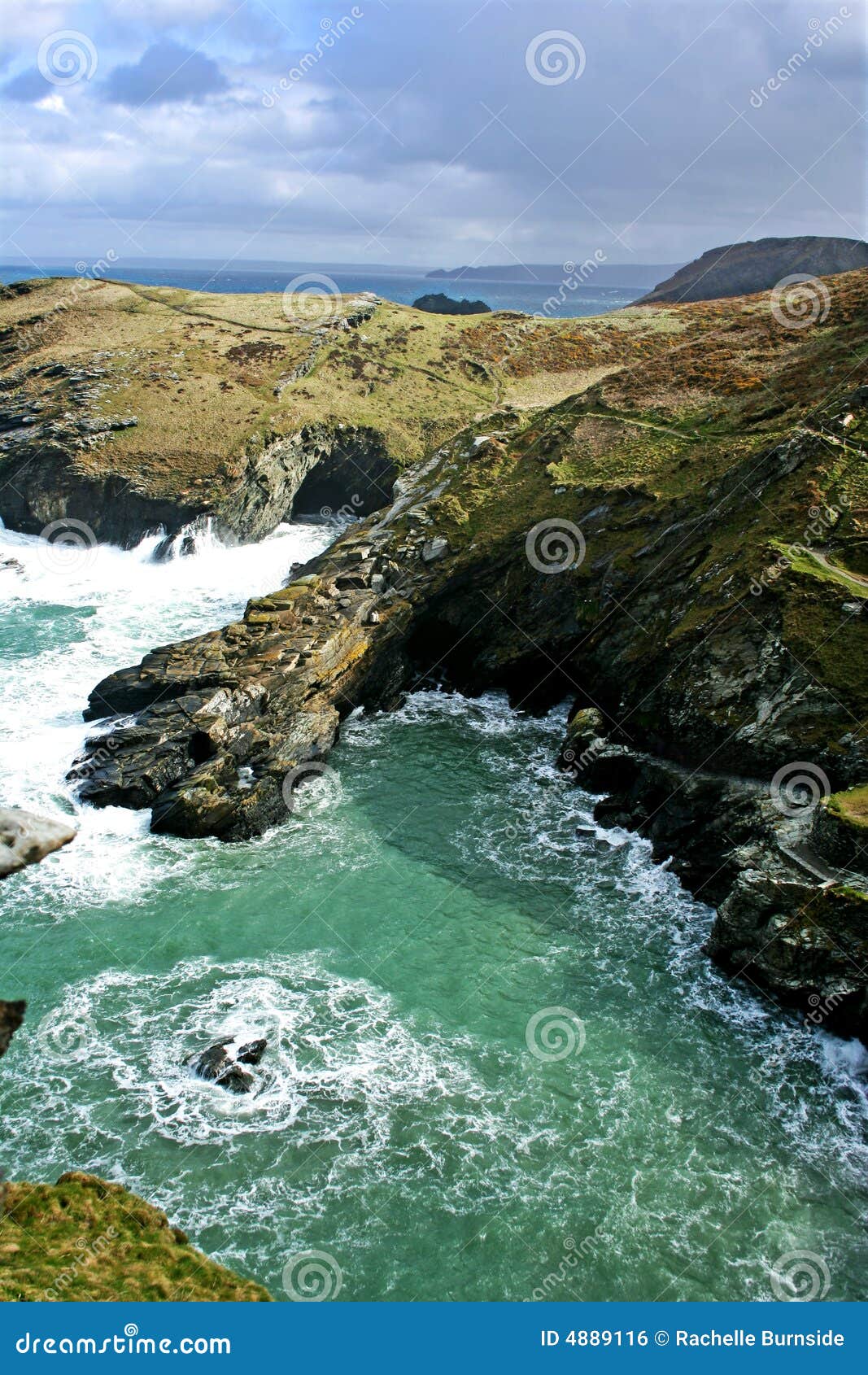 Cornish Coast stock photo. Image of water, blue, rocky - 4889116