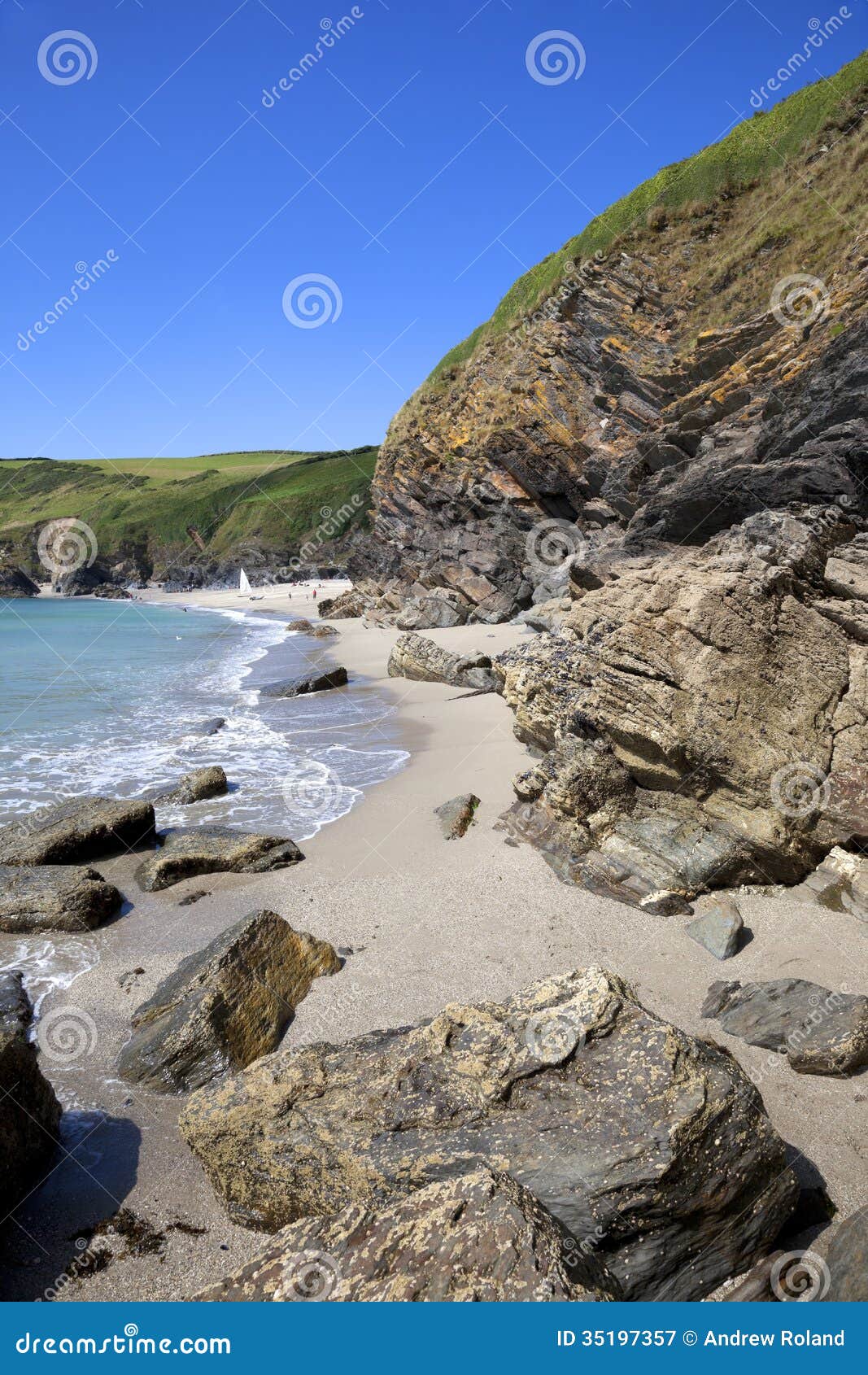 Cornish Coastline in Summer, Cornwall Stock Image - Image of cornwall ...
