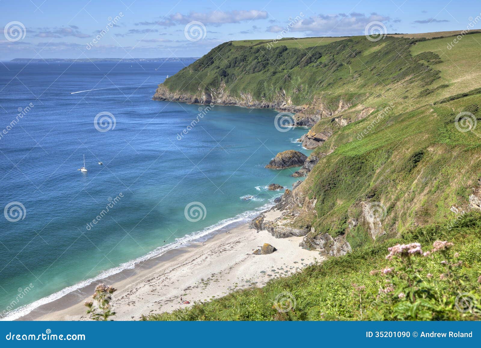 Cornish Coastline in Summer, England Stock Photo - Image of beach ...
