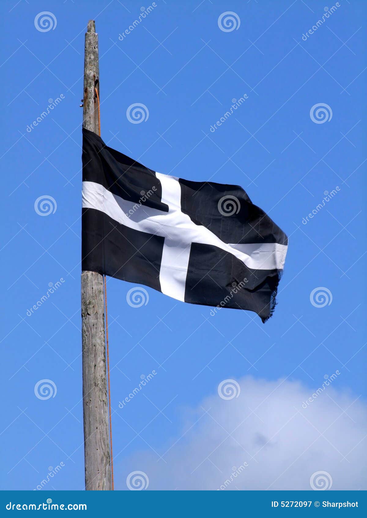The Cornish Flag of St. Piran. Stock Image - Image of pole, symbol: 5272097