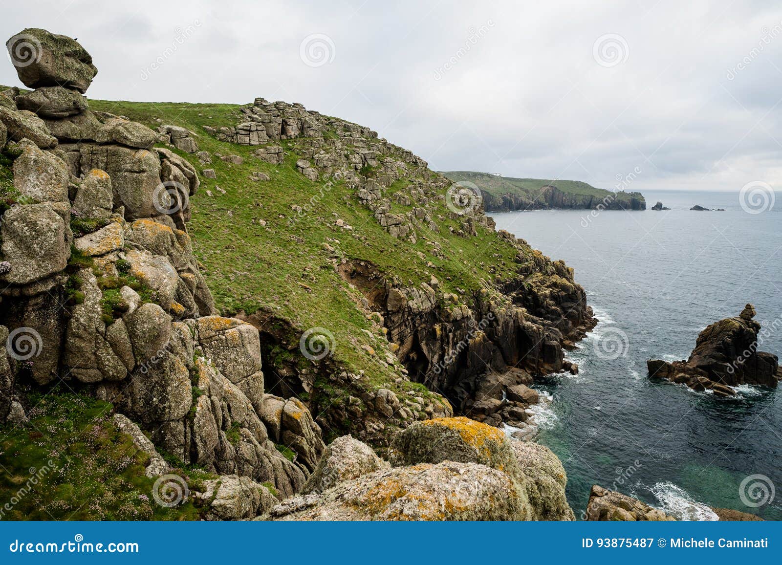 Cornish granite cliffs stock image. Image of green, rock - 93875487
