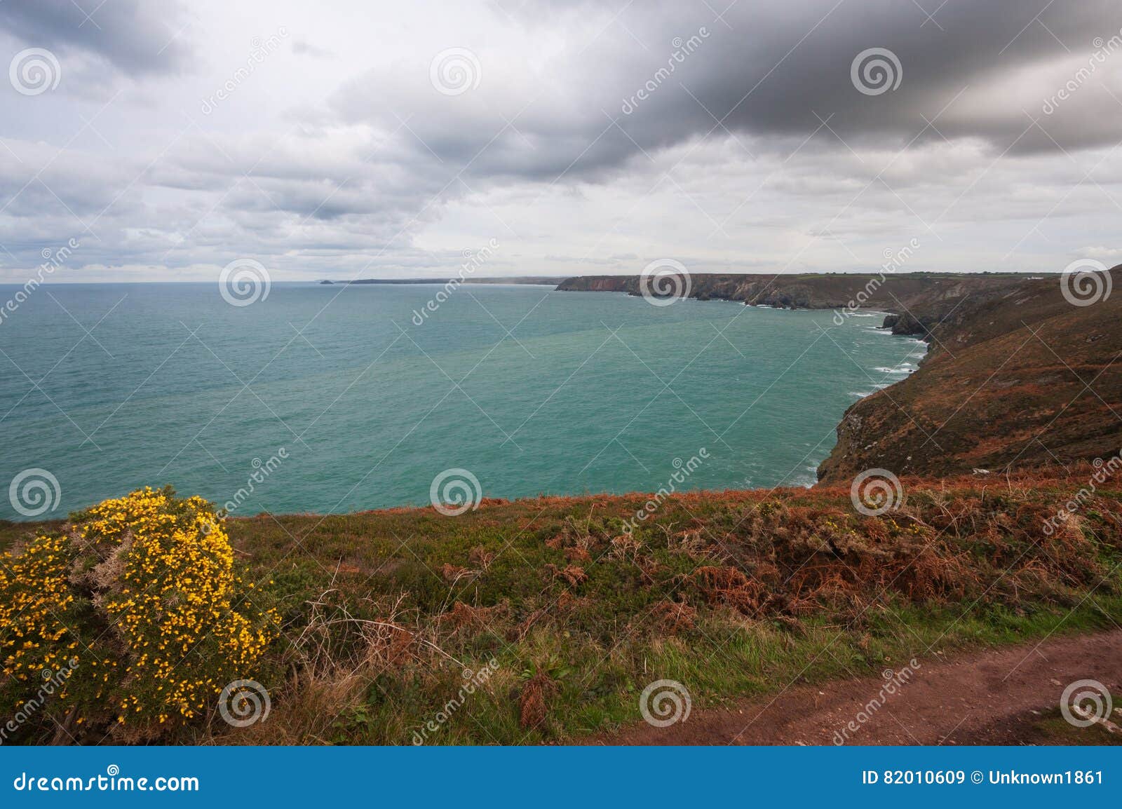 Cornish landscape. stock image. Image of scenery, cliff - 82010609