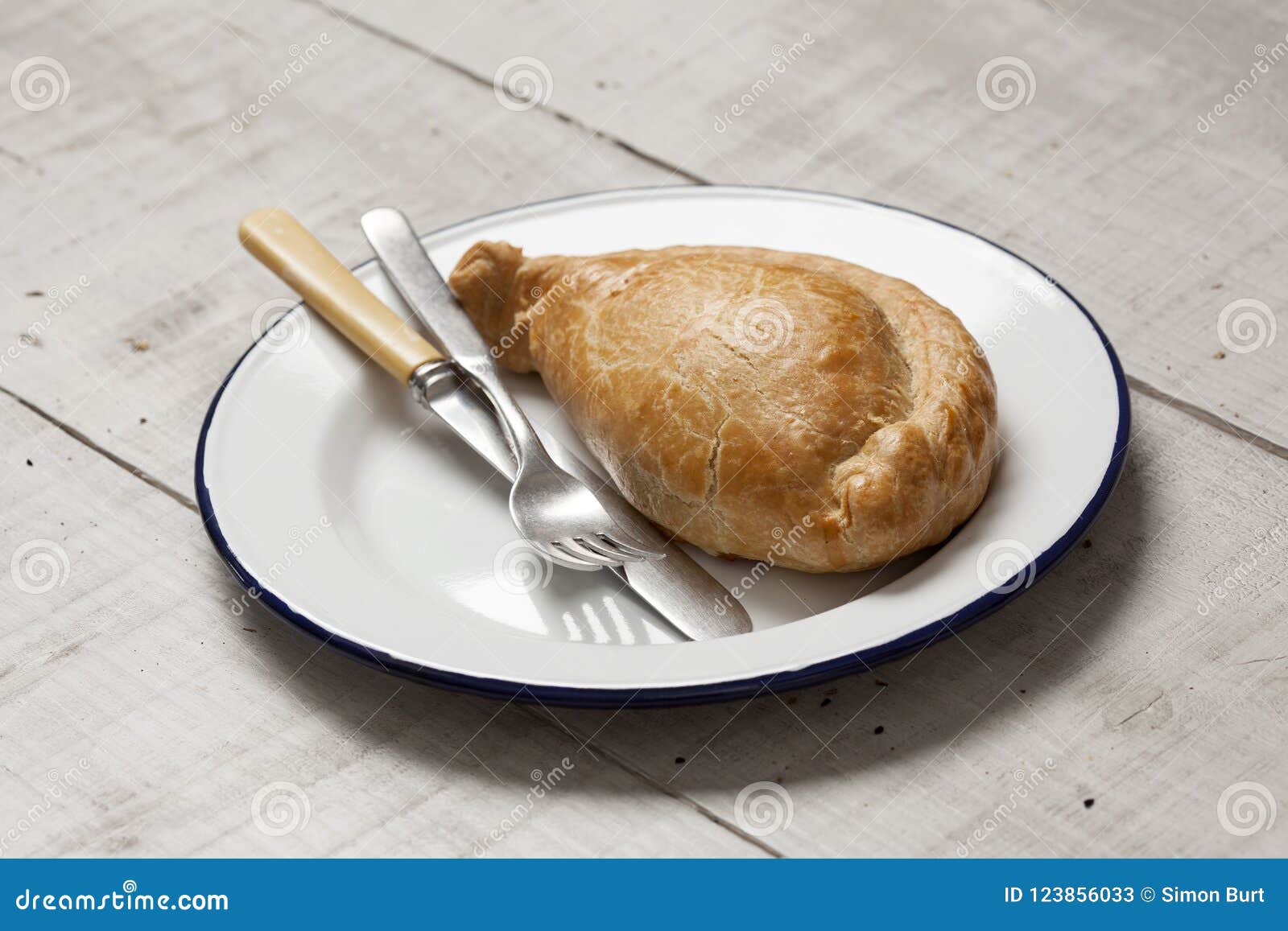 Cornish Pasty on a White Enamel Plate Stock Image - Image of enamel ...