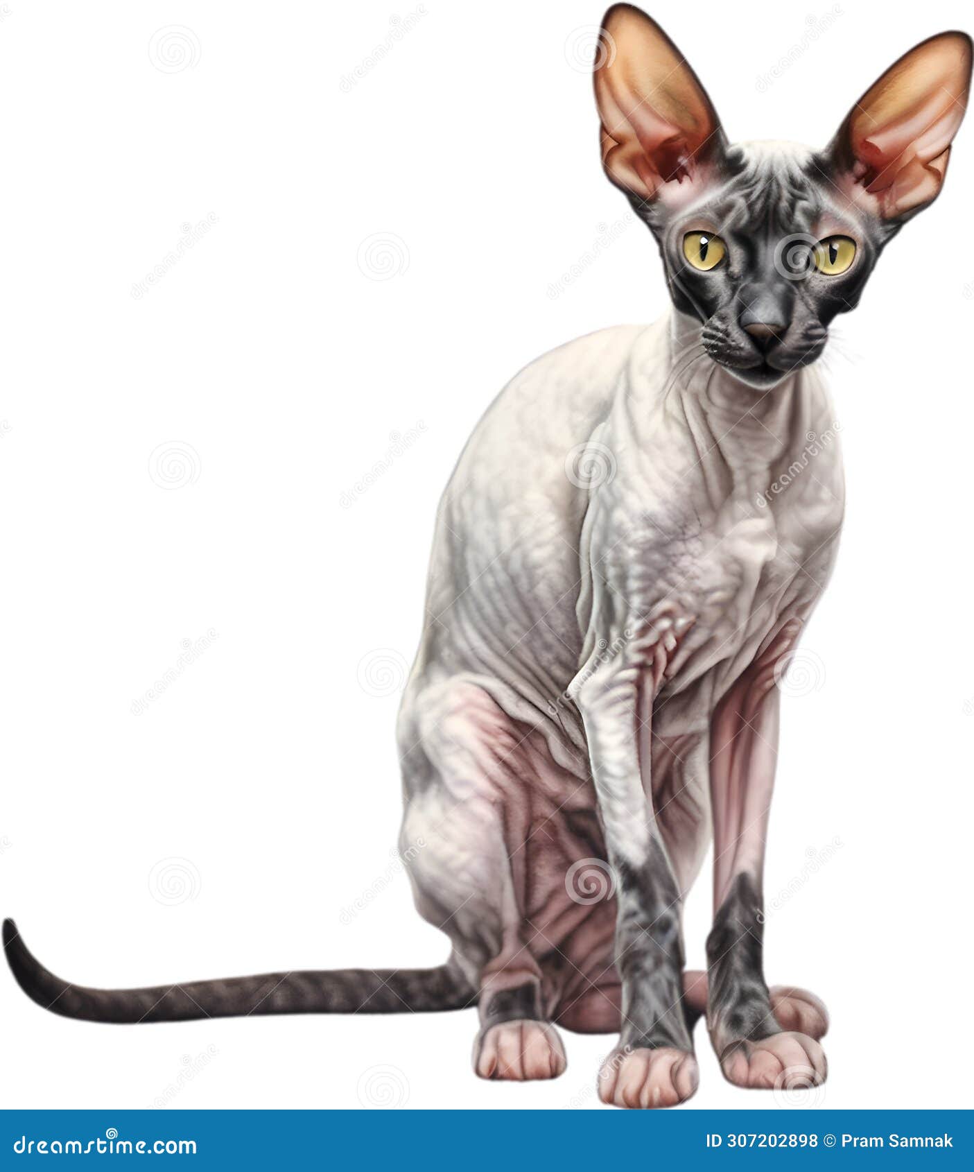 Cornish Rex Cat, Colored-pencil Sketch of a Cornish Rex Cat. AI ...
