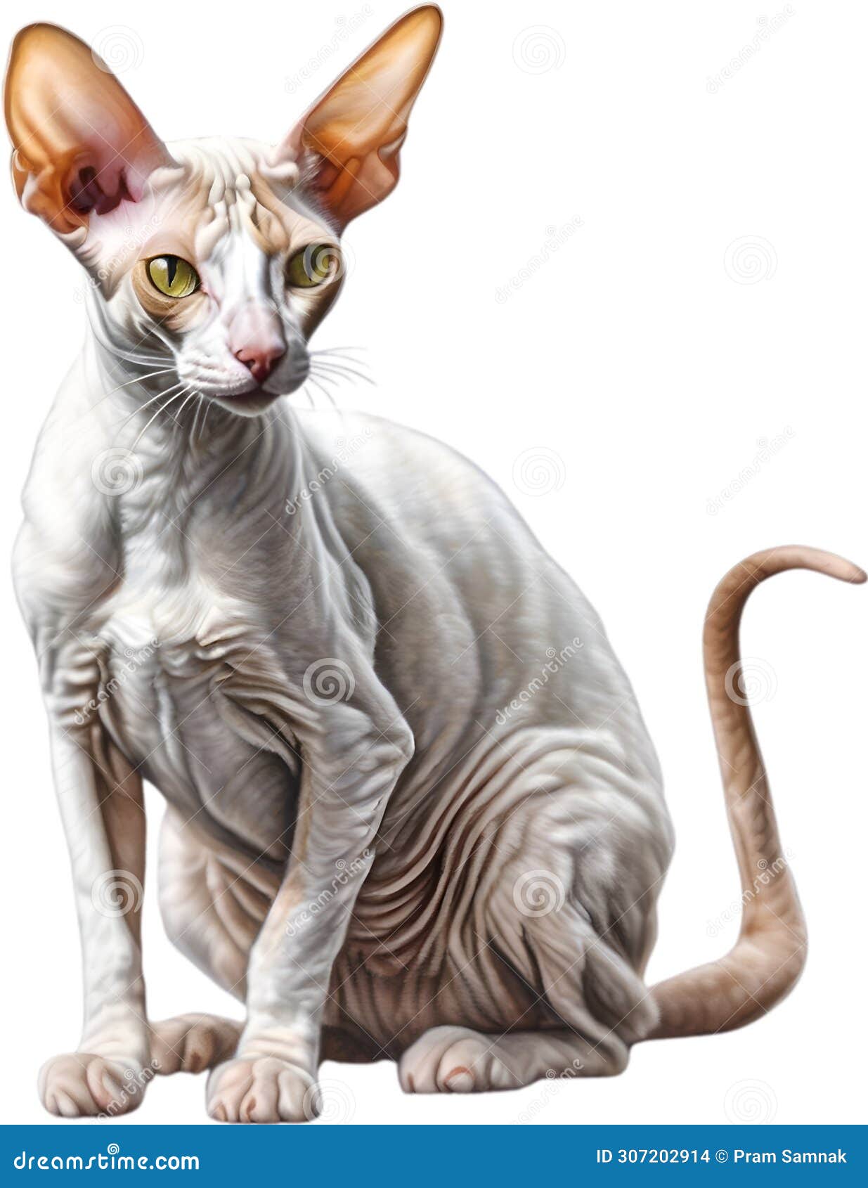 Cornish Rex Cat, Colored-pencil Sketch Of A Cornish Rex Cat. AI ...