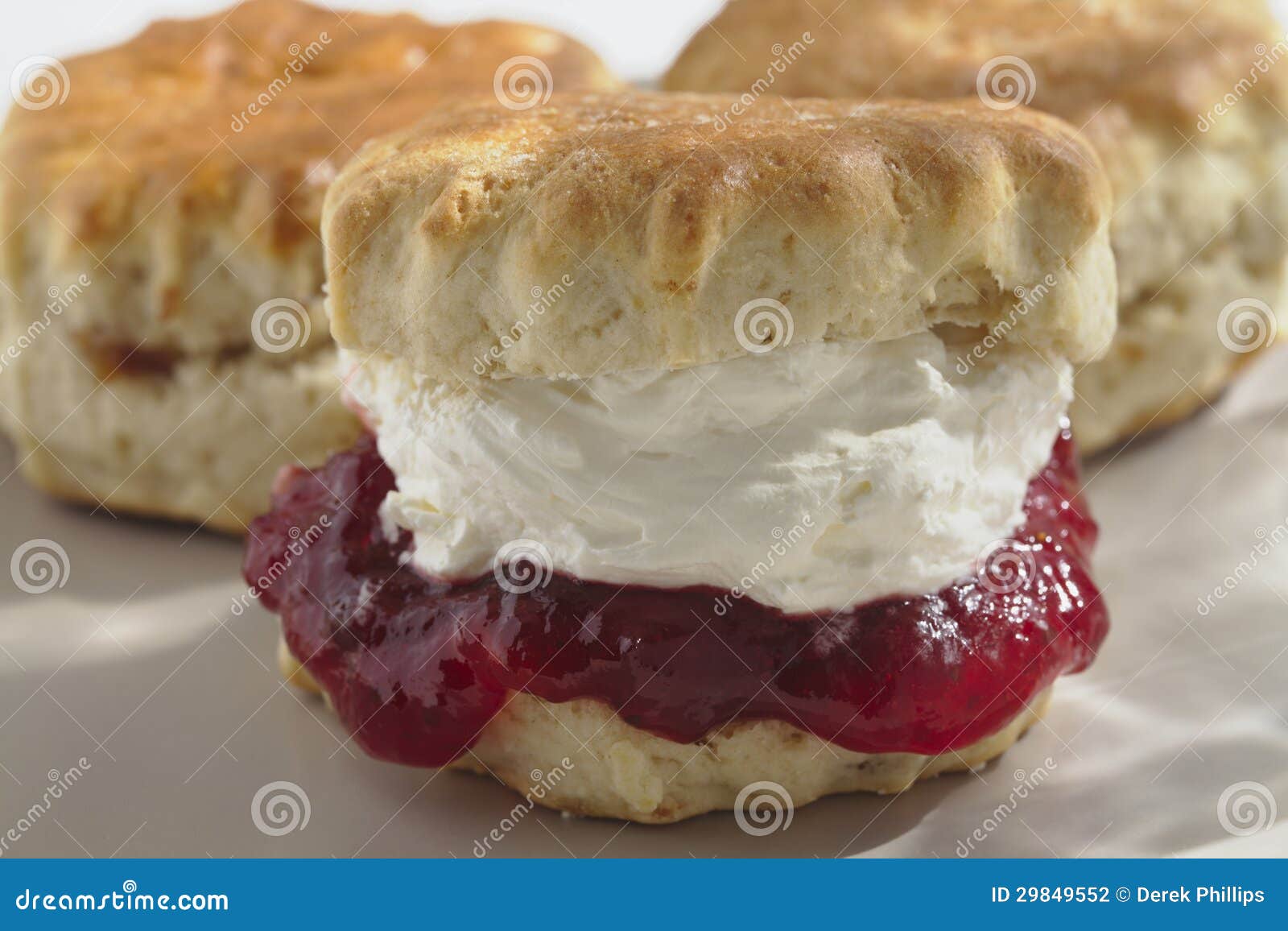 Cornish Scone with Cream and Jam Stock Photo - Image of luxury, scone ...