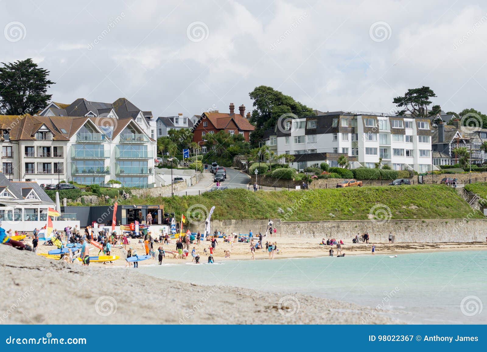 Cornish Sea Front, Overlooking the Ocean with Structures, Hills To the ...