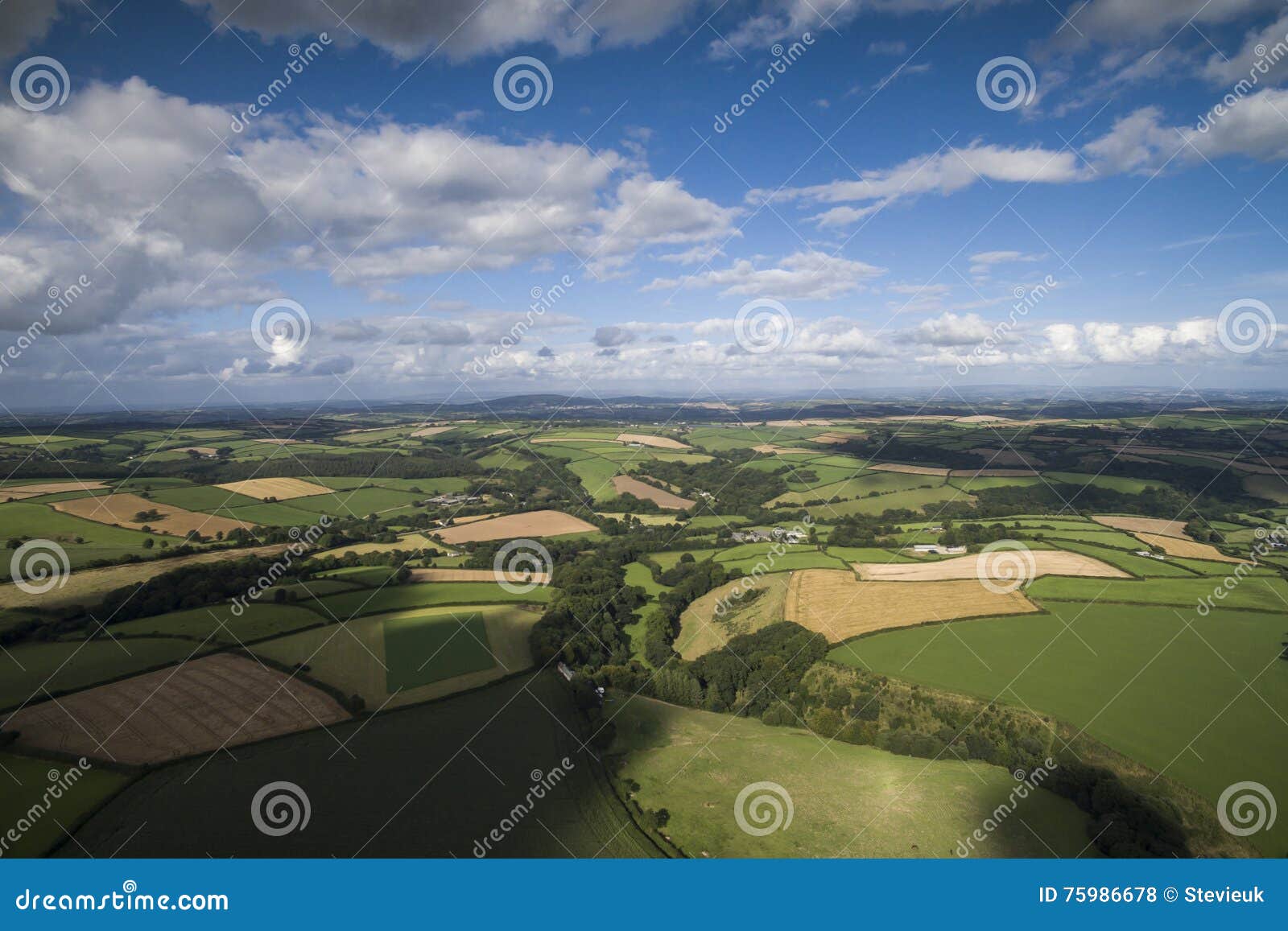 Cornish Summertime Fields Aerial Shot Stock Photo - Image of beautiful ...