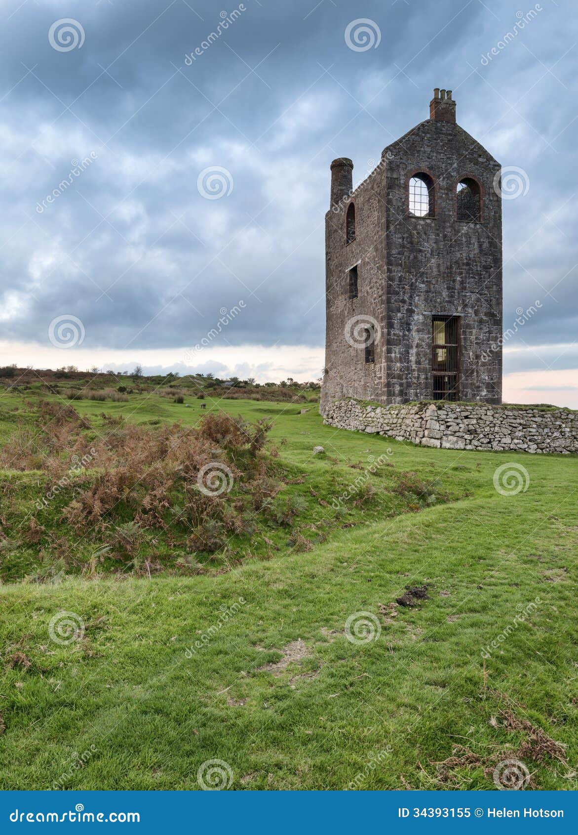 Cornish Tin Mine stock image. Image of derelict, building - 34393155