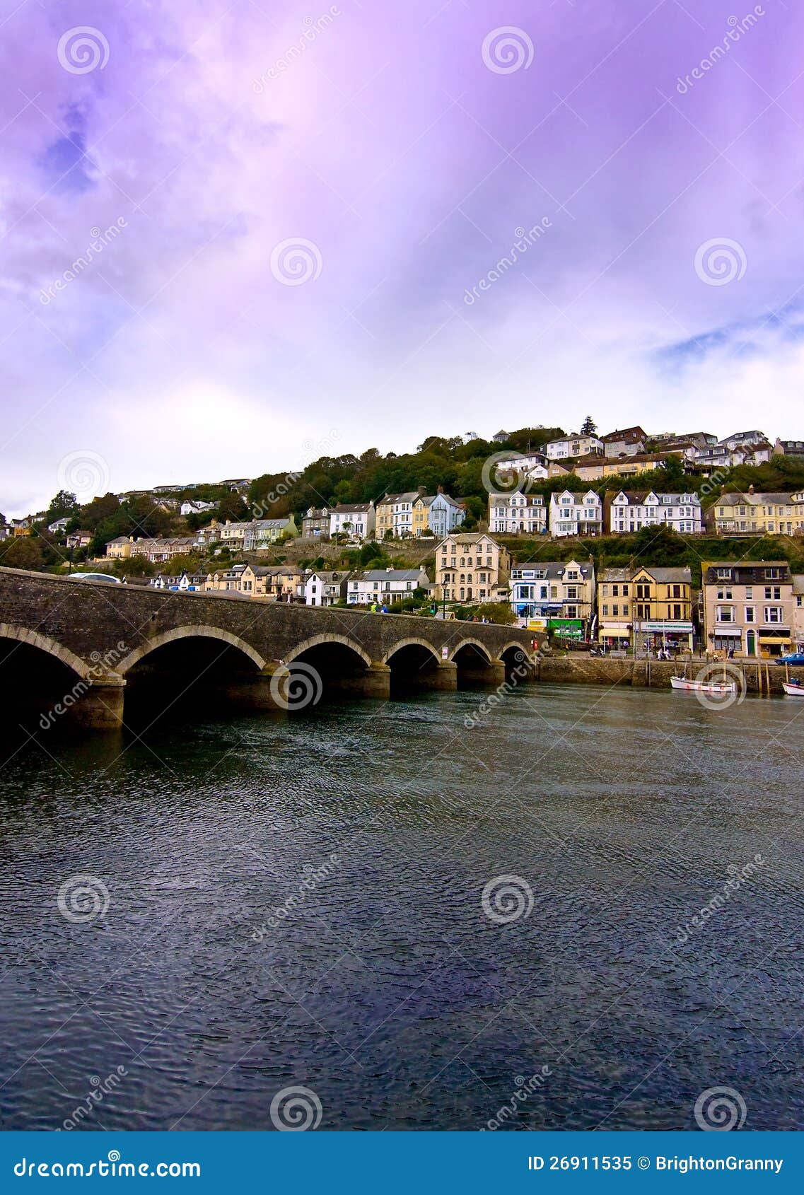 Cornish town and bridge stock image. Image of river, charming - 26911535