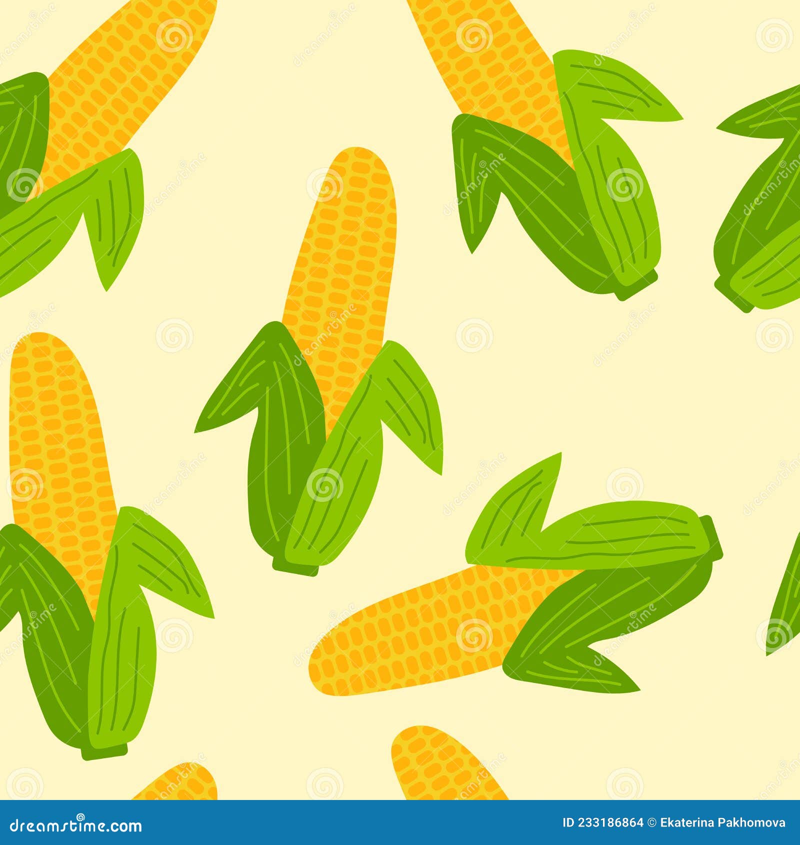 Vegetables in Flat Style Seamless Pattern. Corn with Leaves Background ...