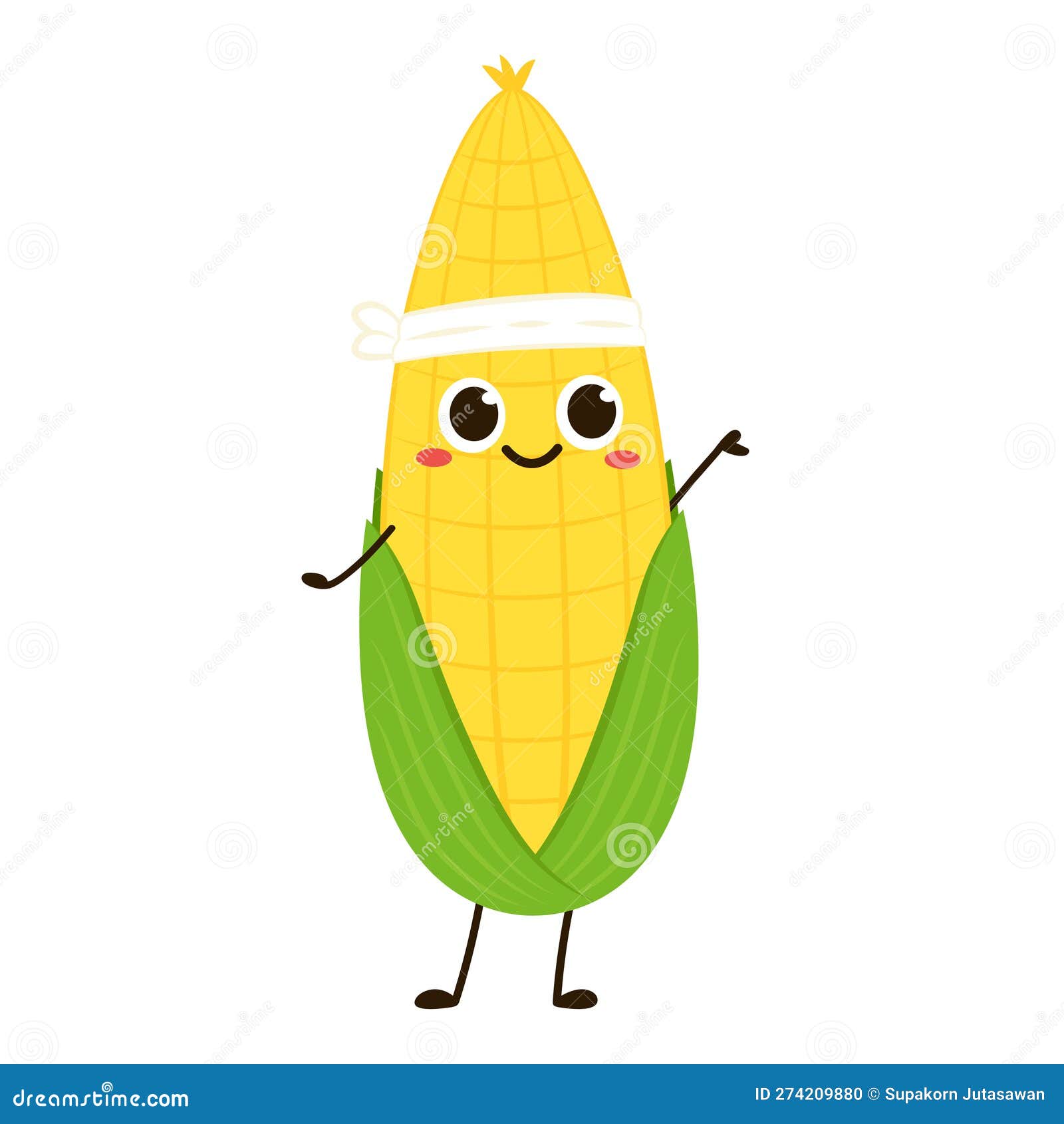 Corn Cartoon Vector. Cute Vegetable Vector Character Isolated on White ...