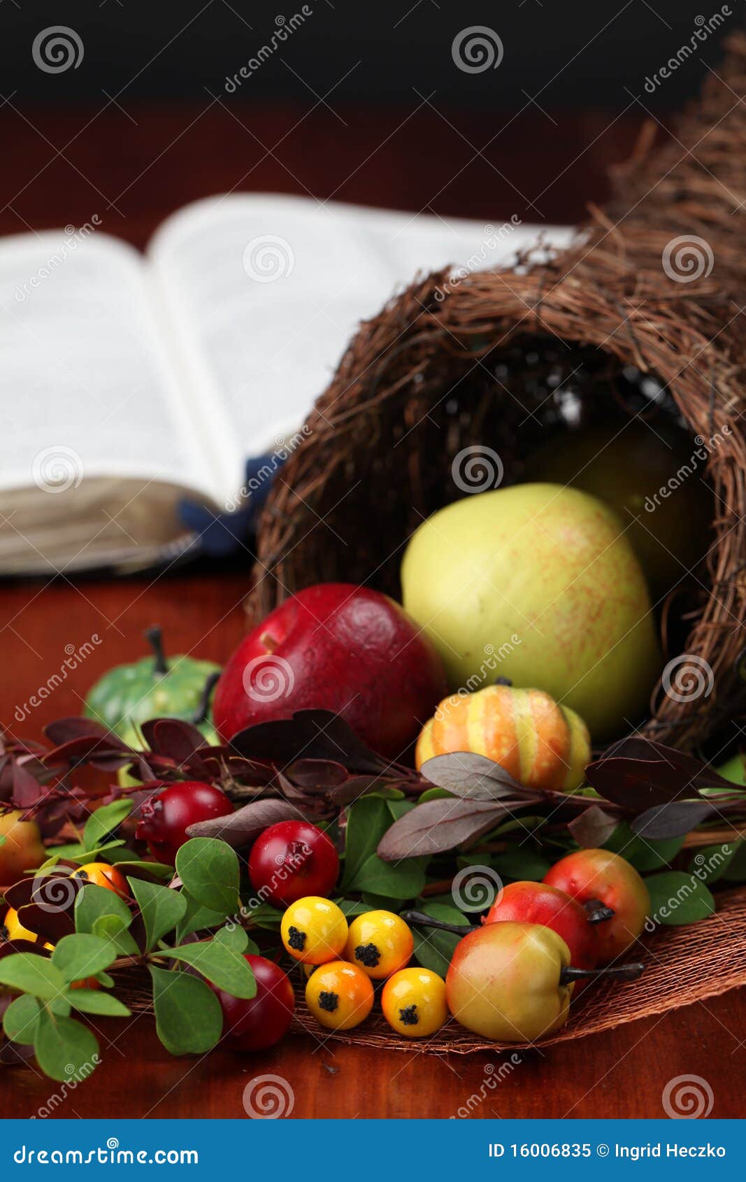 Cornucopia and the Bible stock image. Image of gospel - 16006835