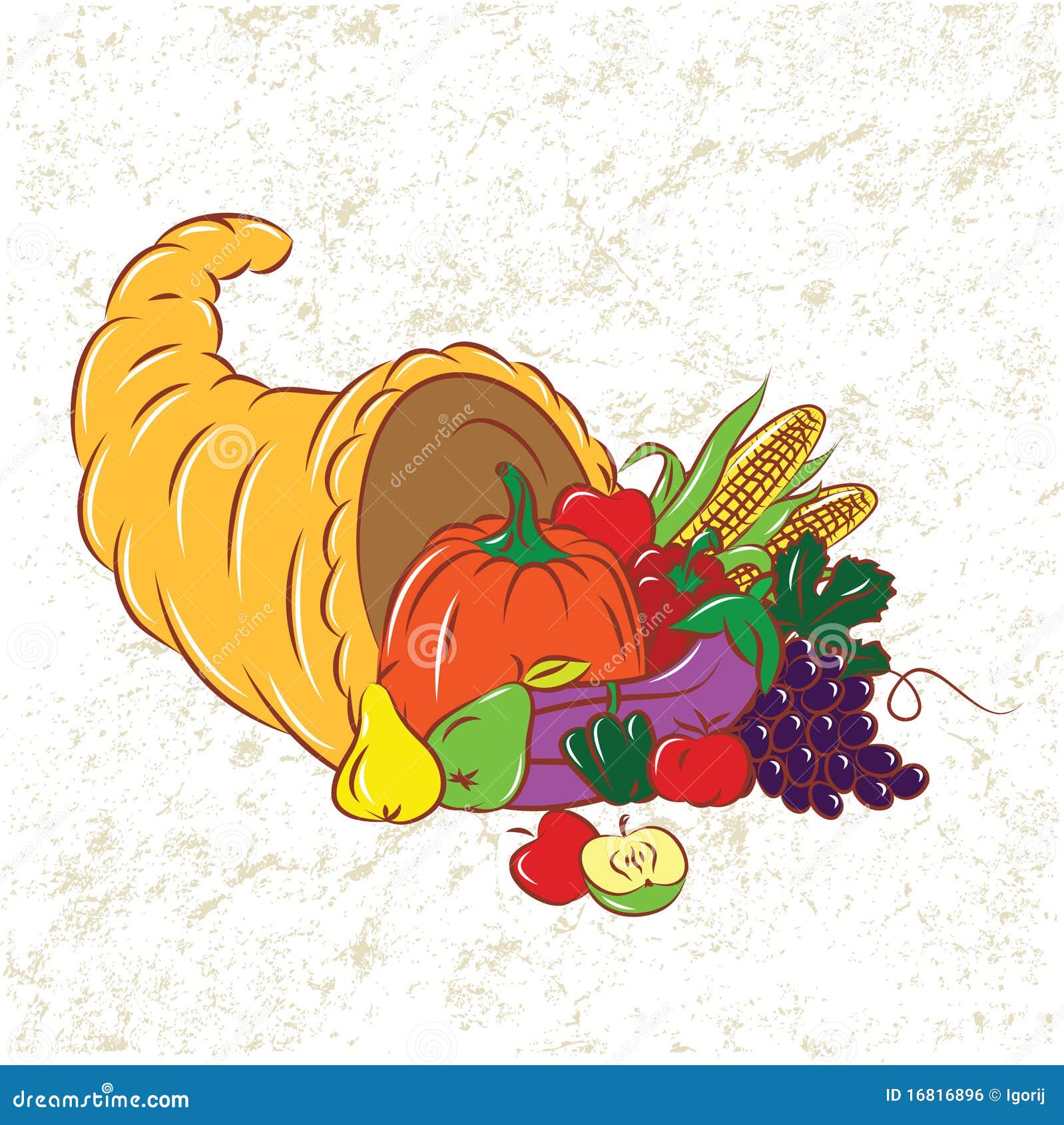 Cornucopia colorida ilustración del vector. Ilustración de pintura ...