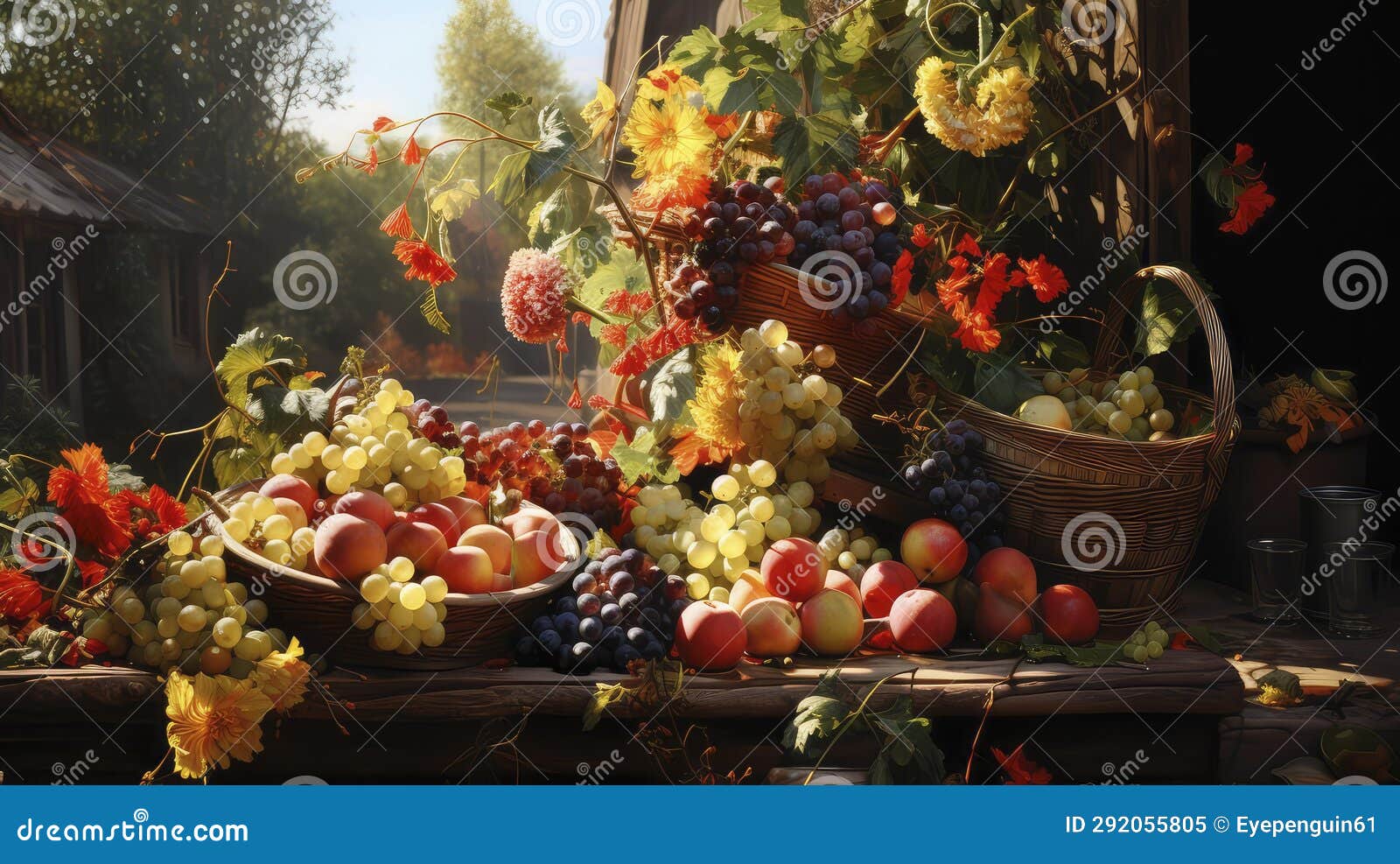 Cornucopia in the country stock illustration. Illustration of plant ...