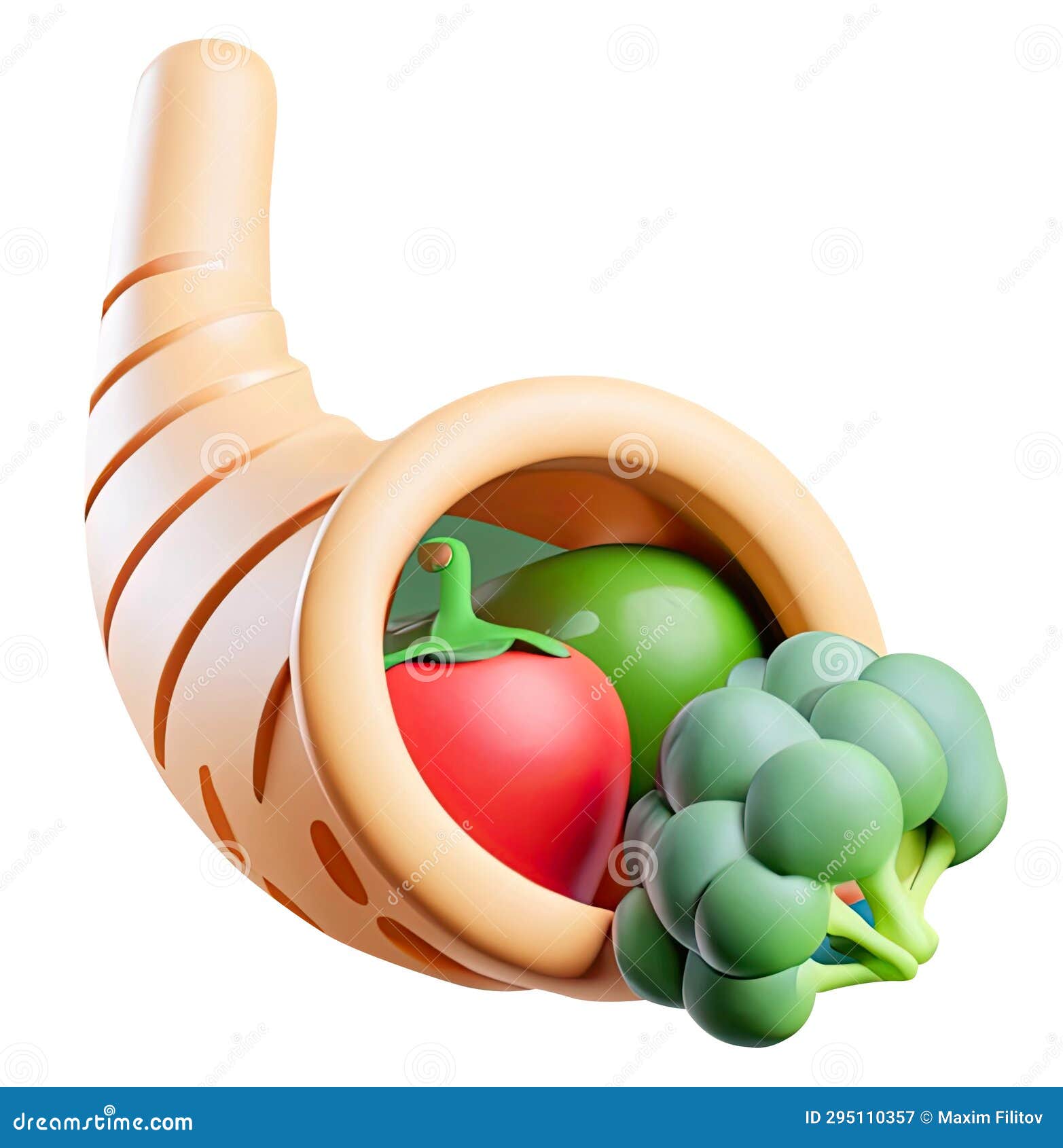 Cornucopia 3d Icon, 3d Cartoon Illustration Stock Illustration ...