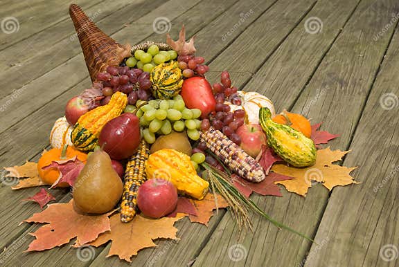 Cornucopia with Fall Harvest Stock Image - Image of floor, november ...