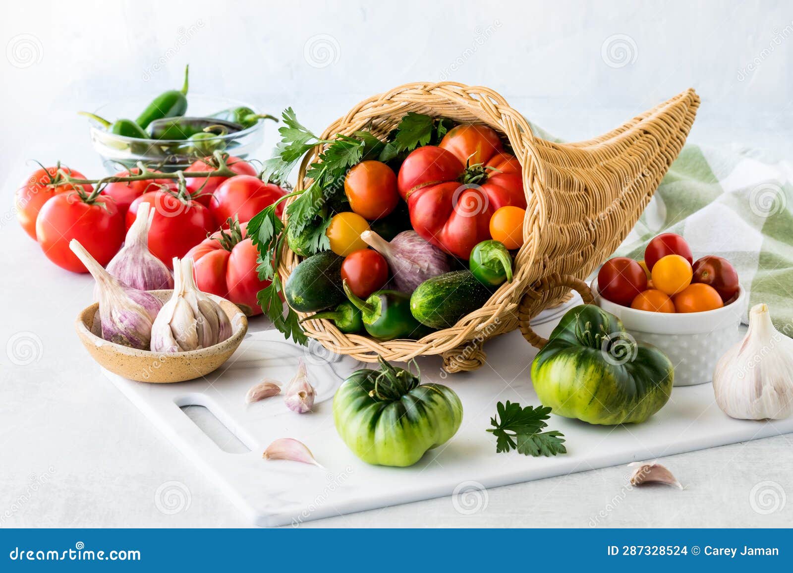 A Cornucopia Filled with Freshly Harvested Summer Produce. Stock Photo ...